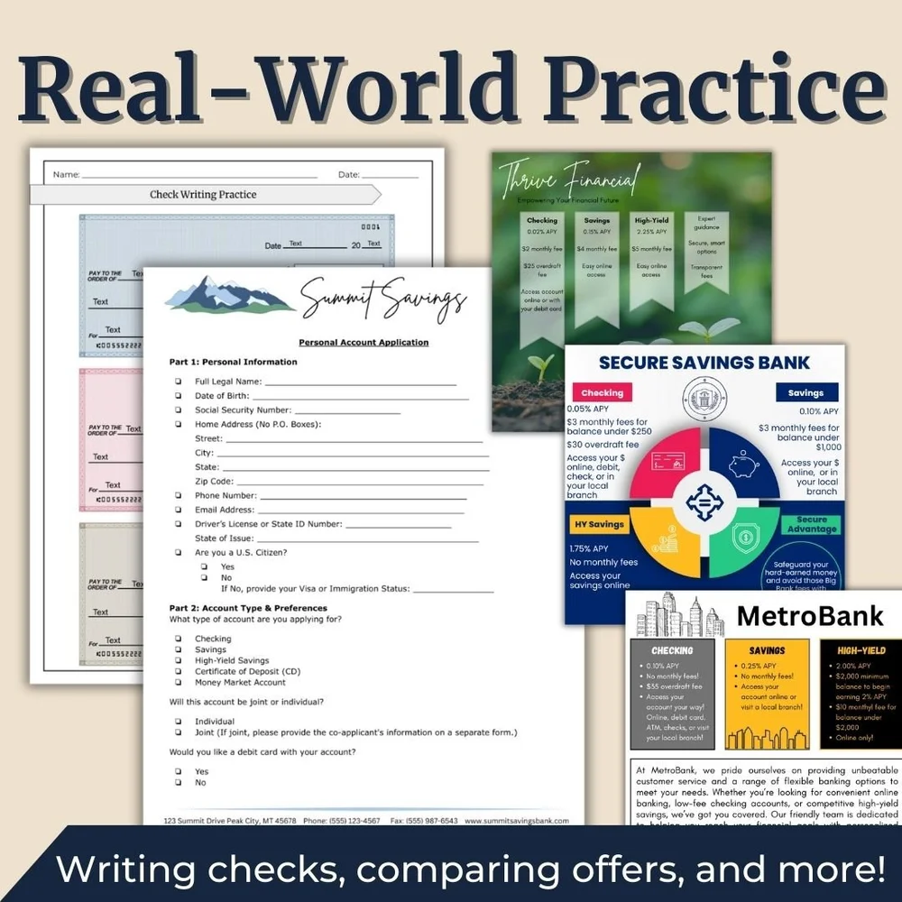 Banking Skills Lesson & Activities — Life Beyond High School