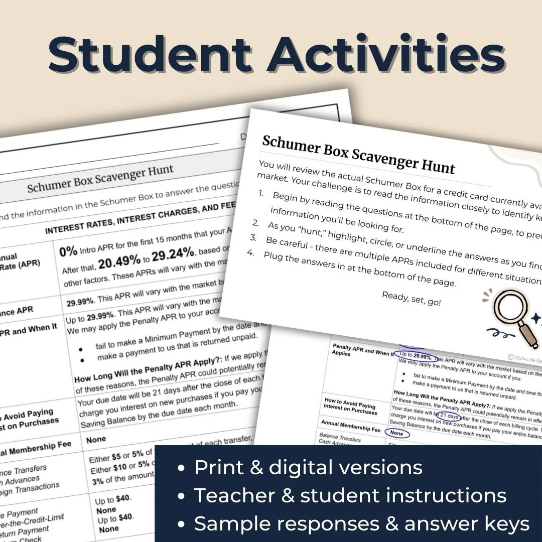 Credit & Credit Cards Lesson — Life Beyond High School
