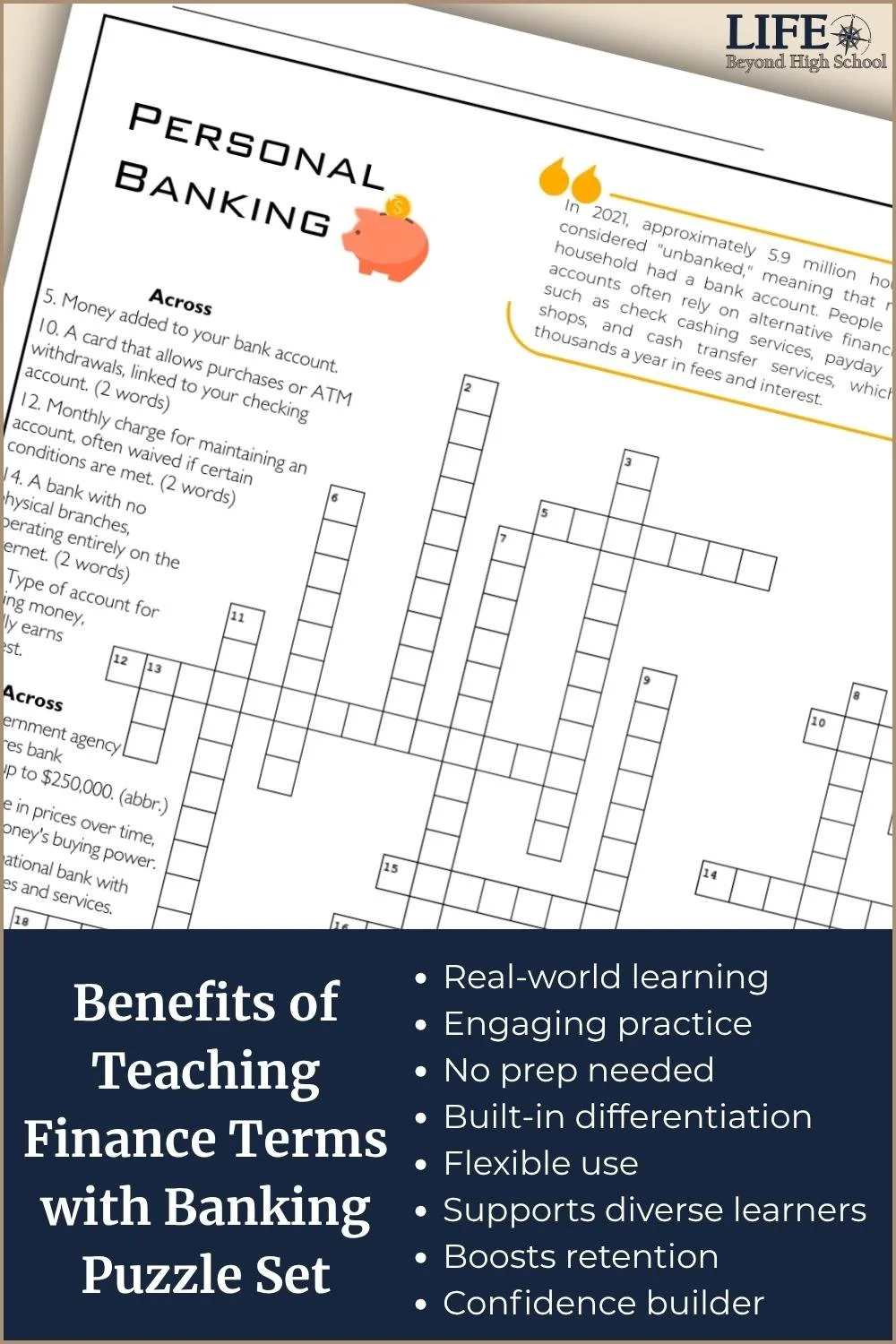 Banking Crossword & Word Search — Life Beyond High School