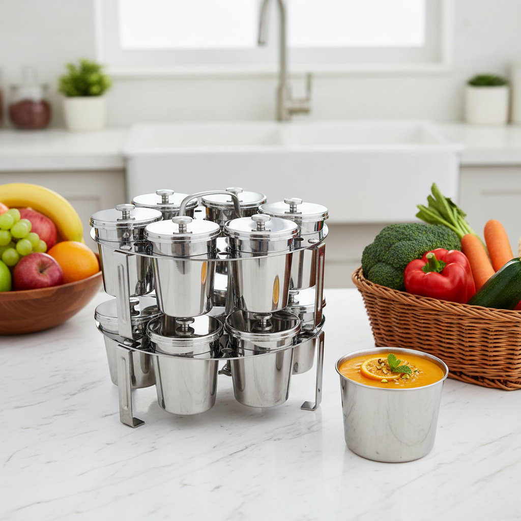 6-DOUBLE STACKER Moin-Moin Pro Stainless Steel Steaming Kit (12 Cups ...