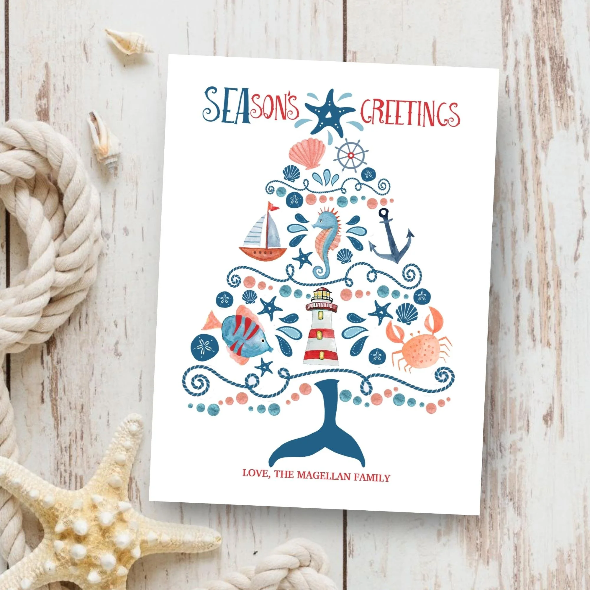 Nautical & Coastal Christmas Cards | Seas & Greetings Holiday ...