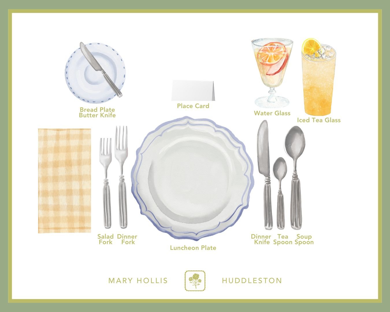 Place Settings & Buffet Layouts — Mary Hollis Huddleston