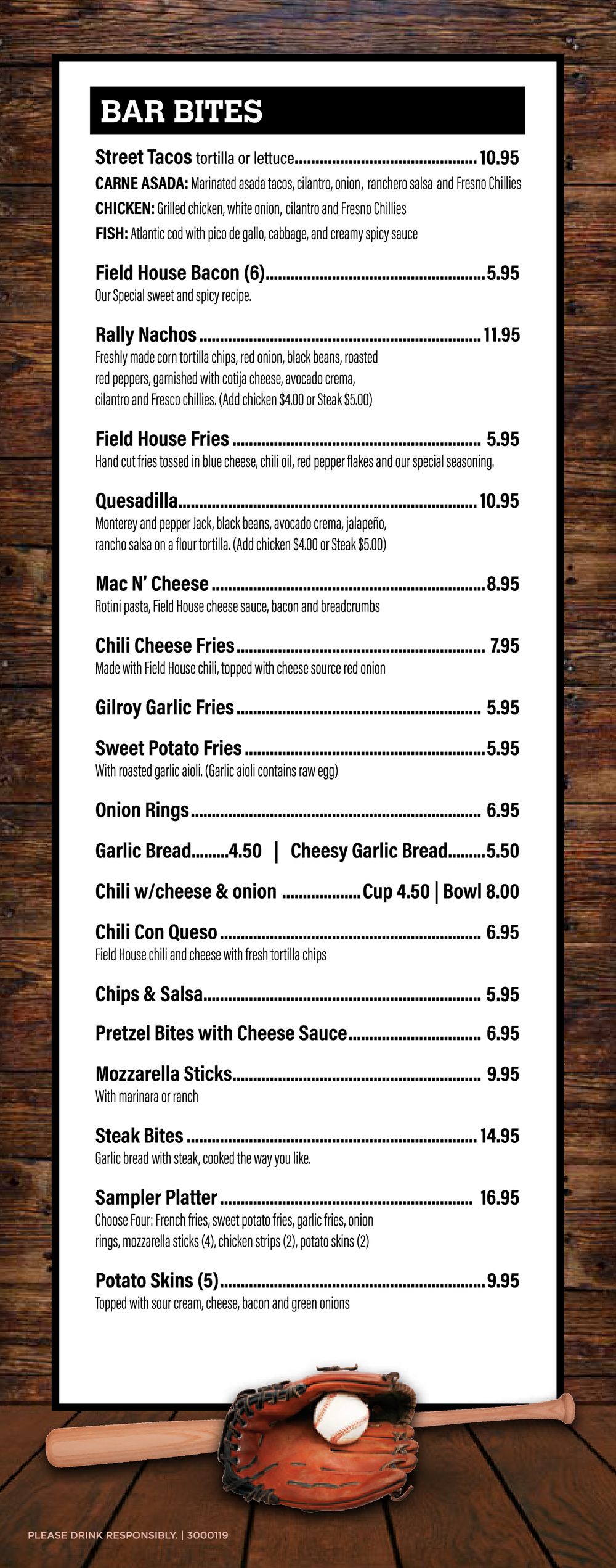 Menu — Fieldhouse American Sports Pub