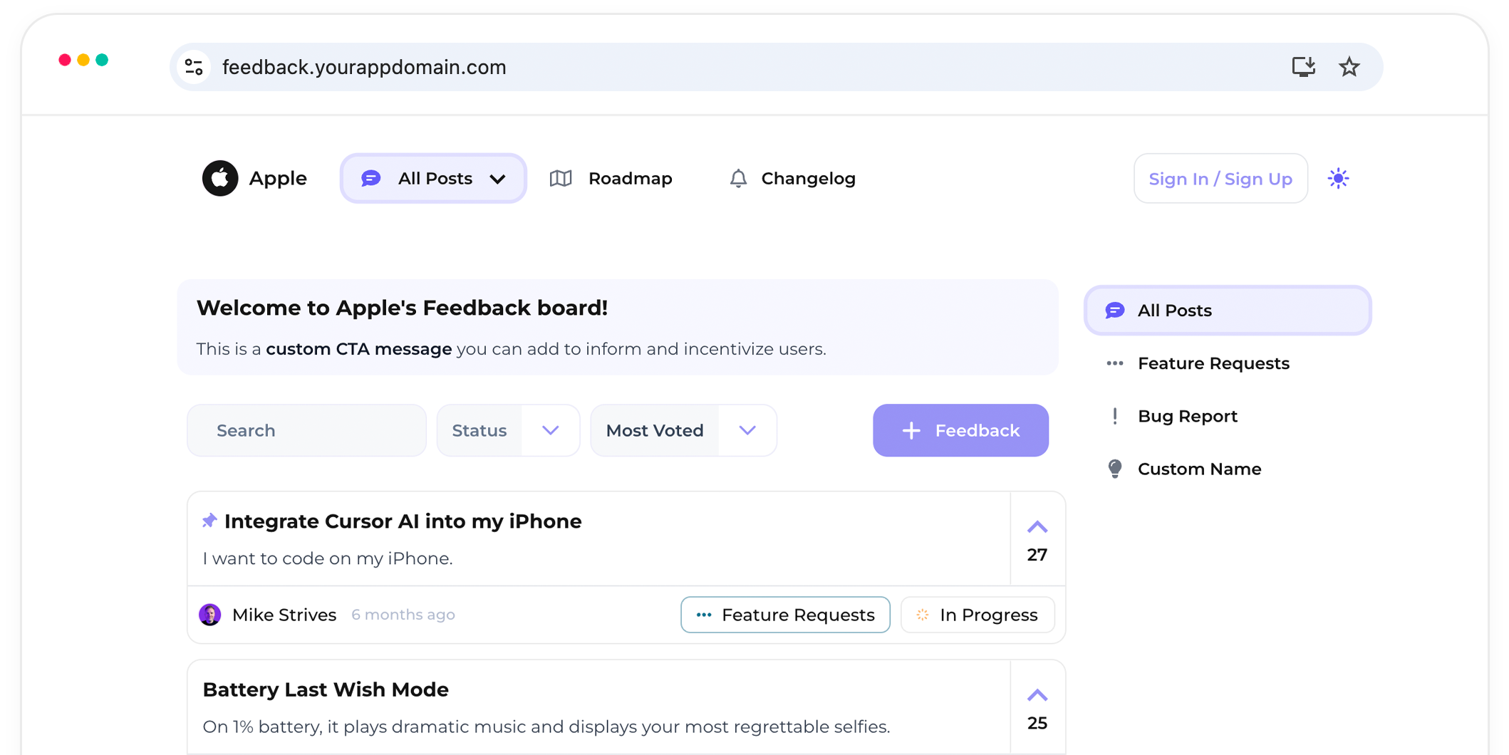 User feedback software - Upvoty