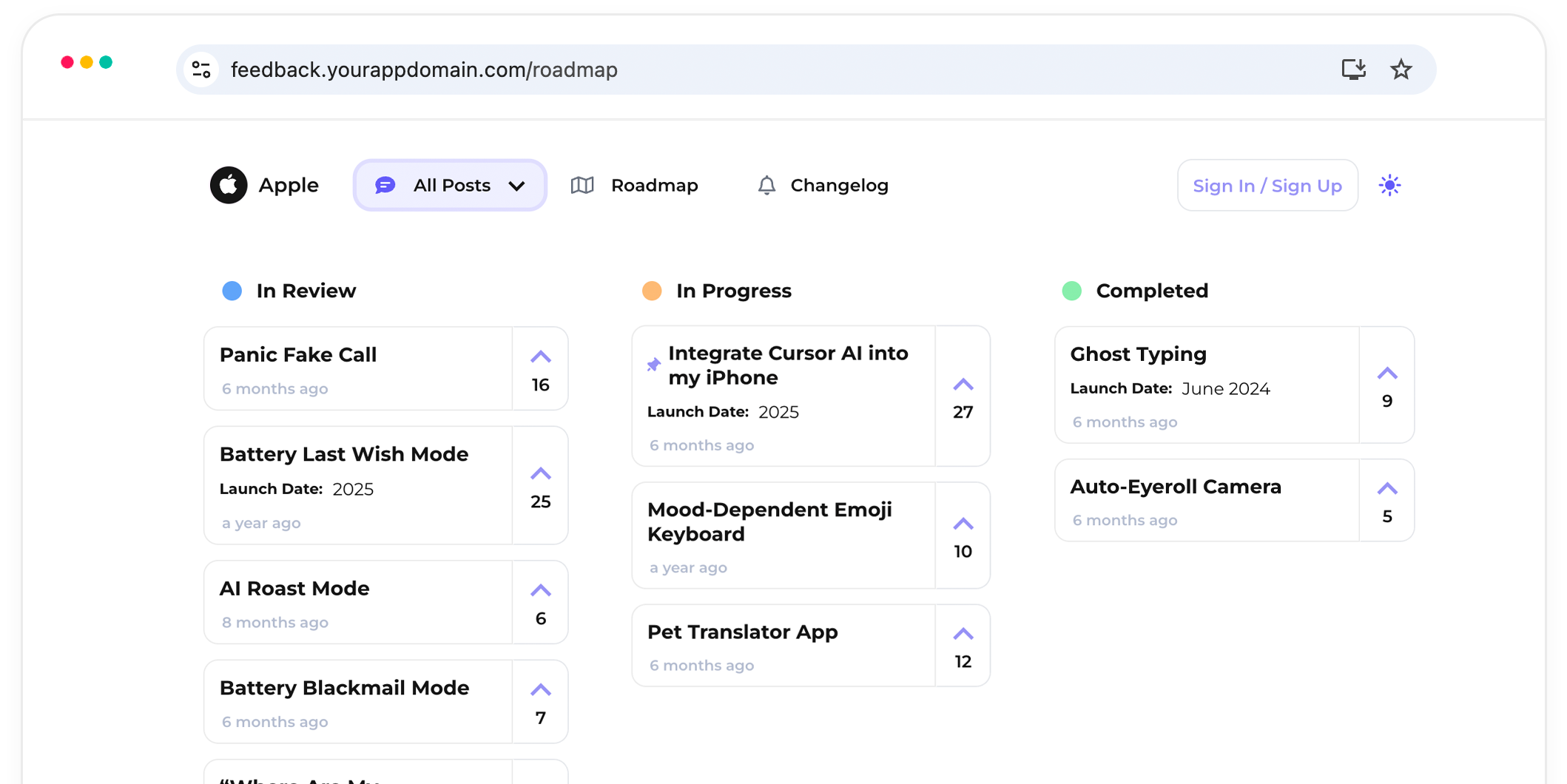 User feedback software - Upvoty