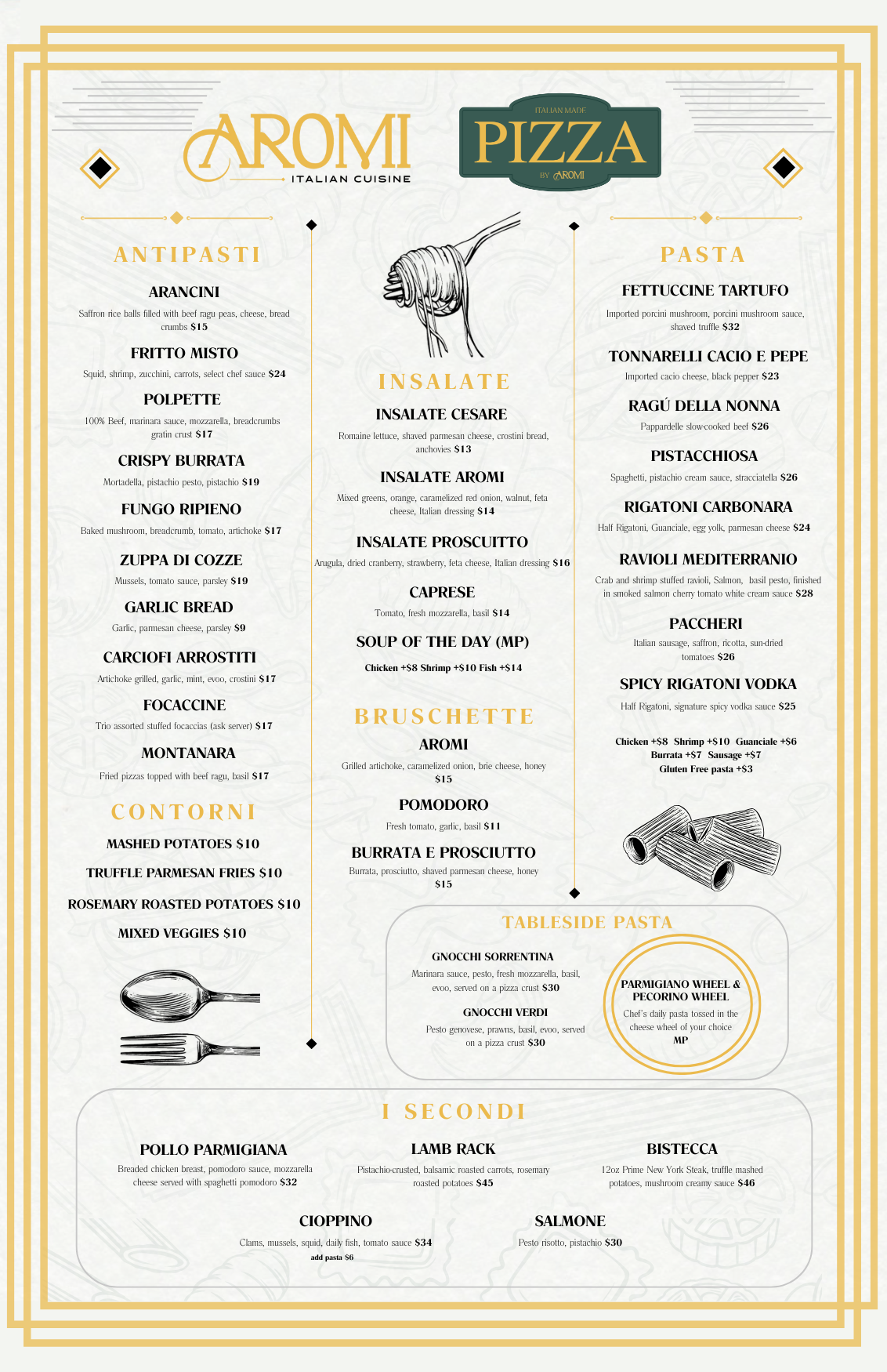 Lunch + Dinner Menu — Aromi Italian Cuisine | La Mesa