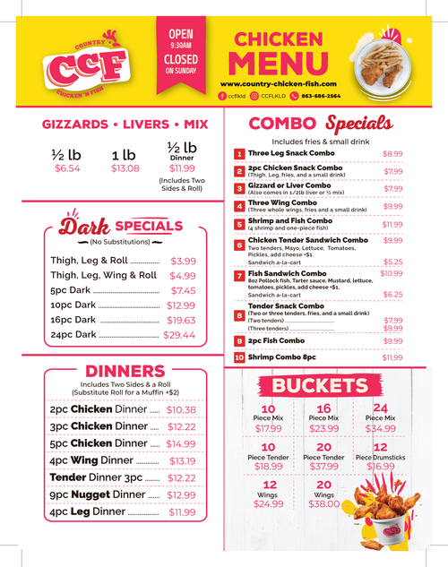 Menu — Country Chicken & Fish