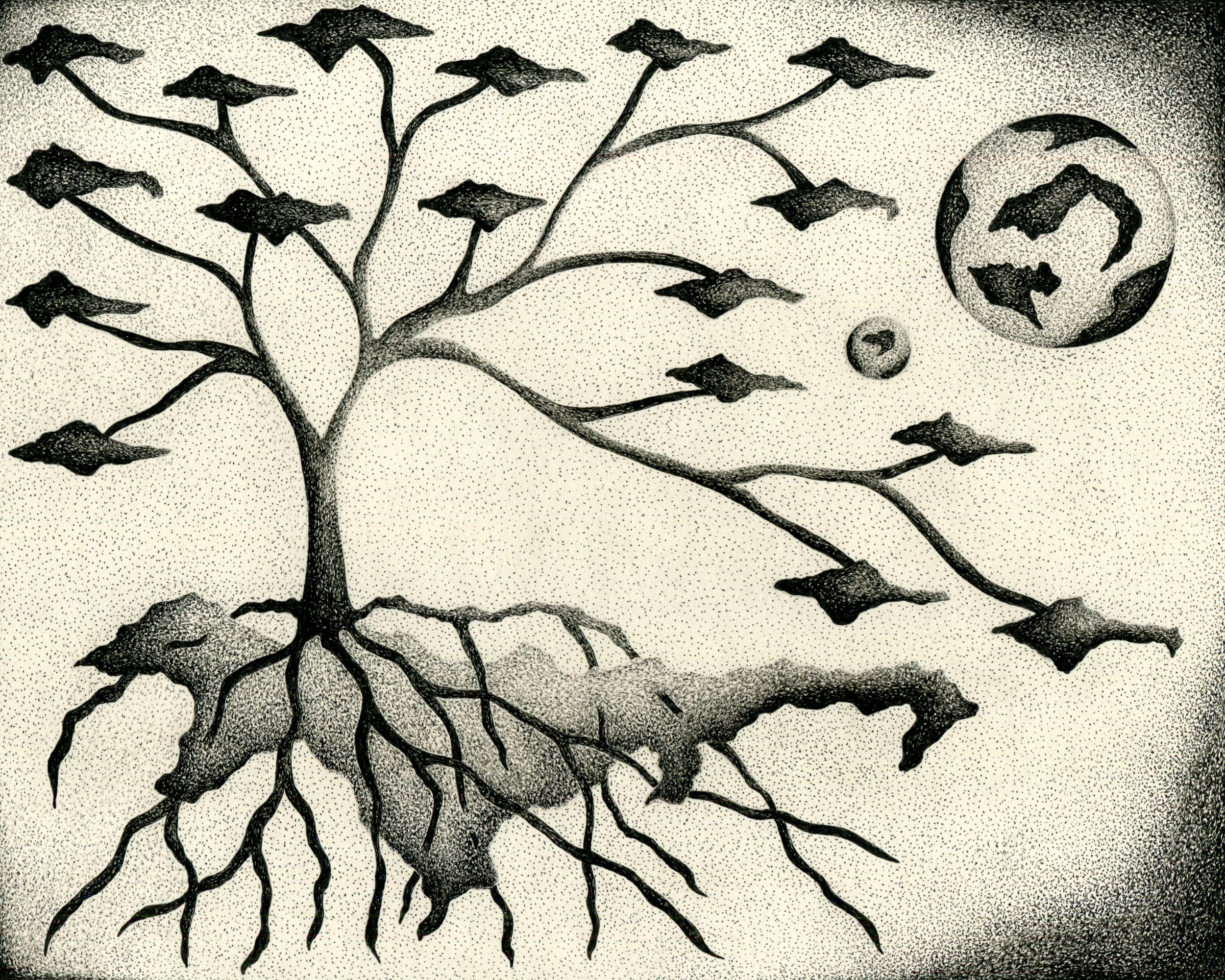 Untethered: Black and White Pen and Ink Contemporary Stippled Fine Art by Doug Ashby. — Doug ...