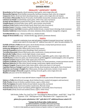Menu — Barolo Cafe