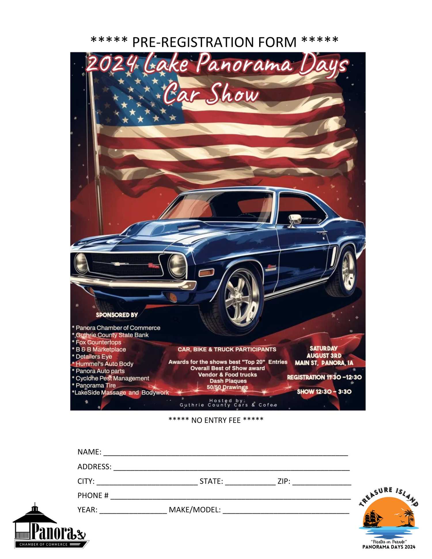 Car Show Registration Form — Panora Chamber