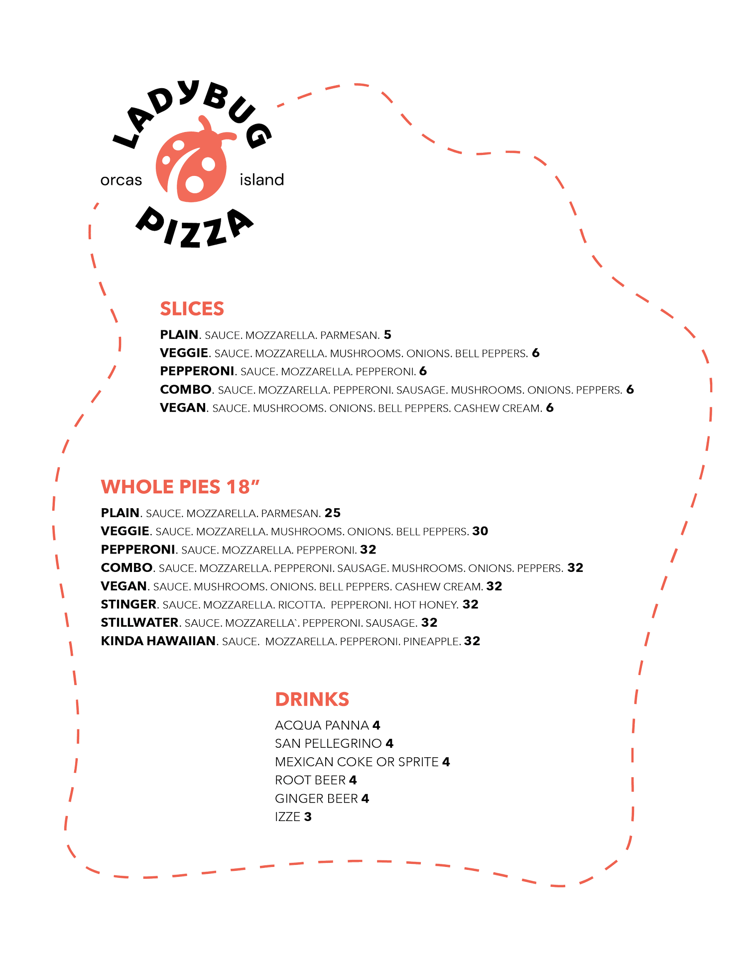 menu — ladybug pizza