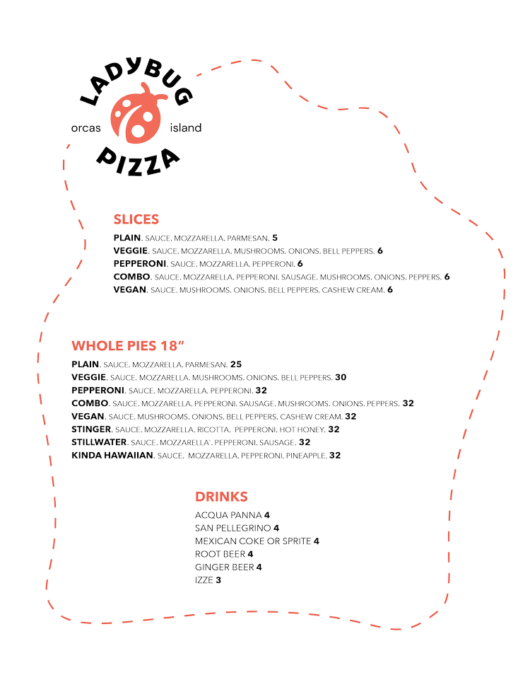 menu — ladybug pizza