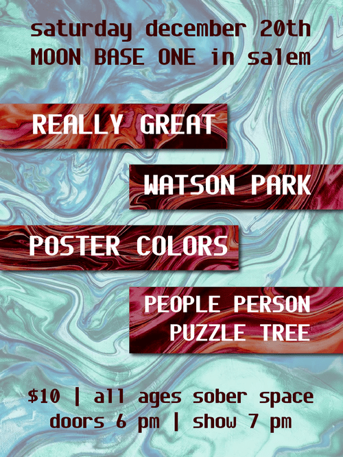 12/20/25 Really Great, Watson Park, Poster Colors, People Person Puzzle ...