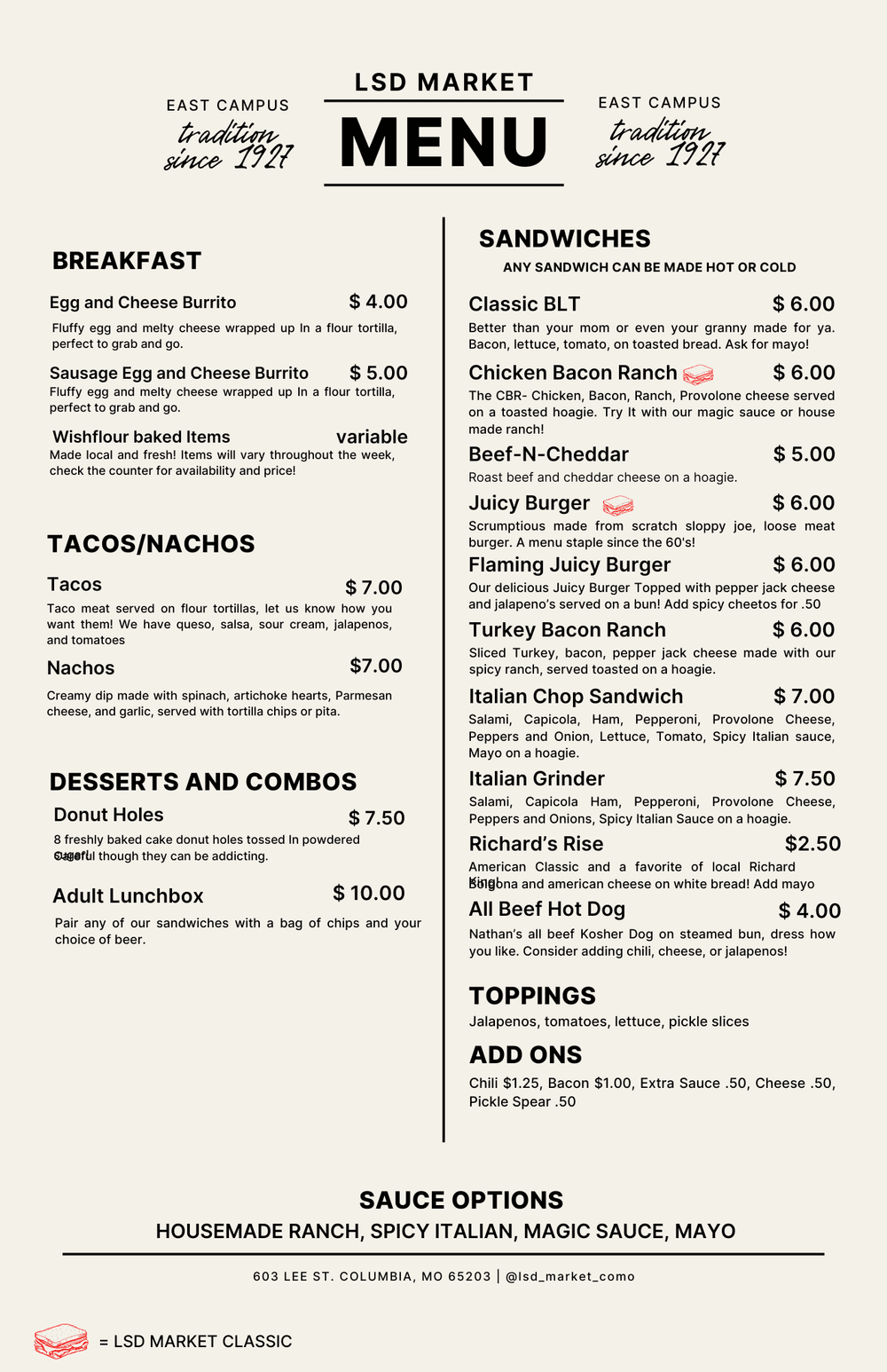 Menu — LSD Market
