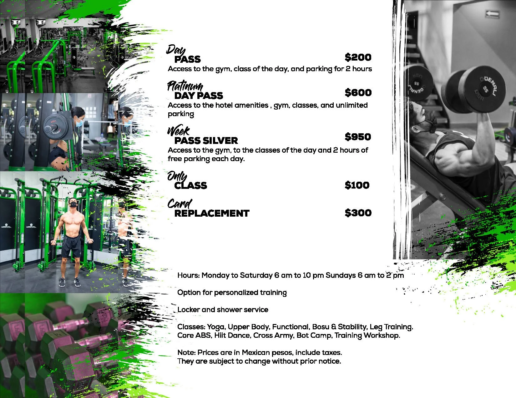 Baja Fitness Menu — Medano Hotel and Spa