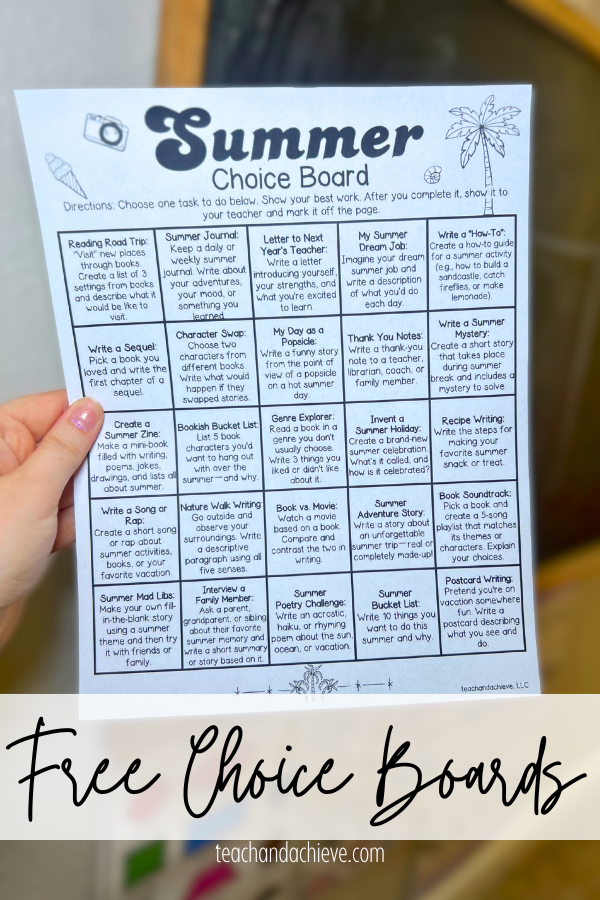 Free Reading & Writing Choice Boards + Student Trackers | Upper ...