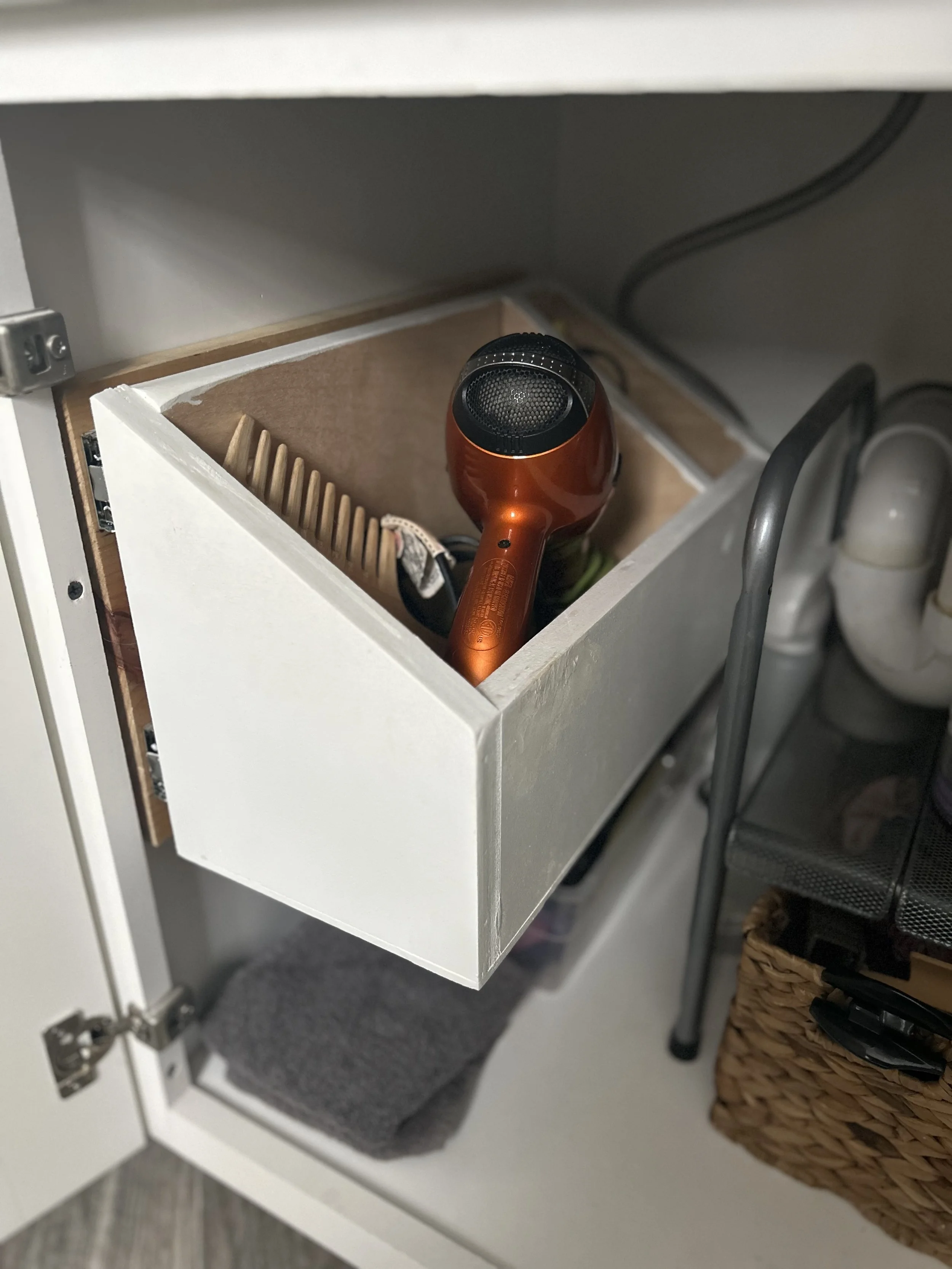 Bathroom vanity pull out drawer — Built by Caitlin
