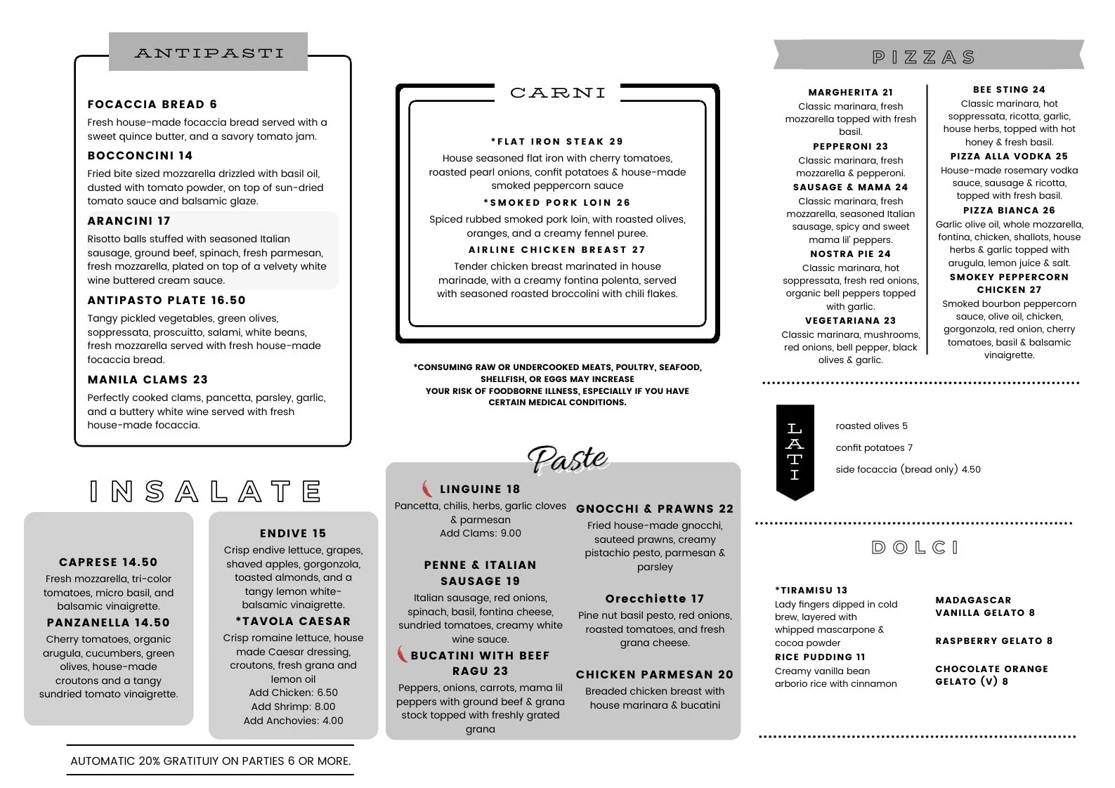 Menu 1 — NOSTRA TAVOLA
