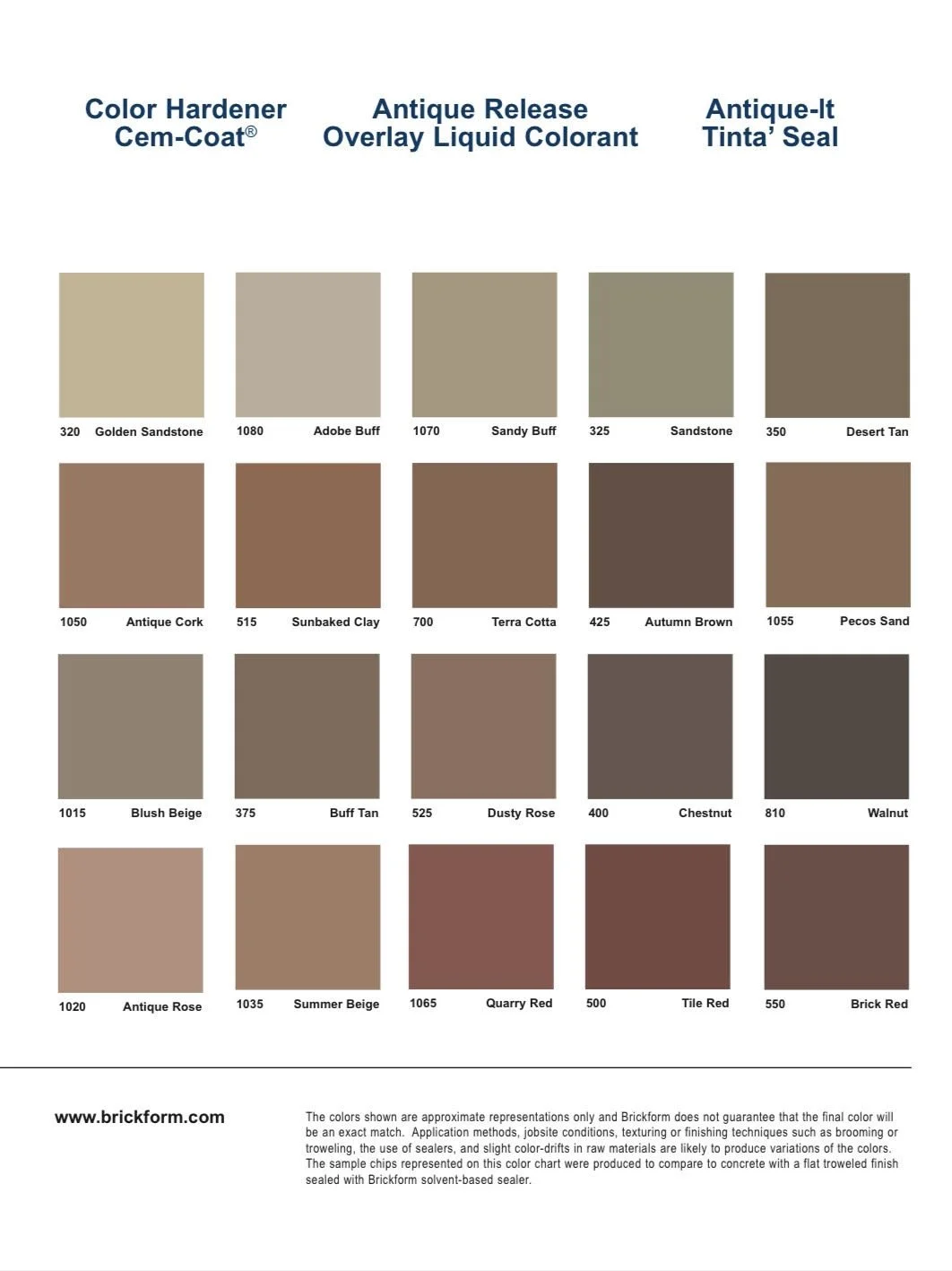 Color Charts — Prestige Home Construction LLC