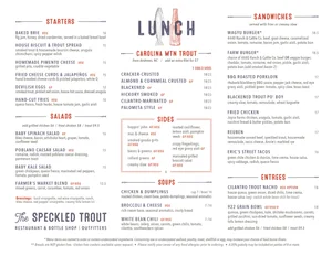 Menus — The Speckled Trout Restaurant & Bottle Shop