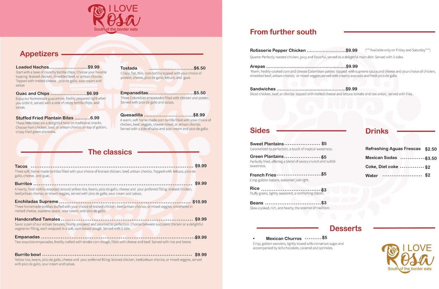 Our Menu — I Love Rosa
