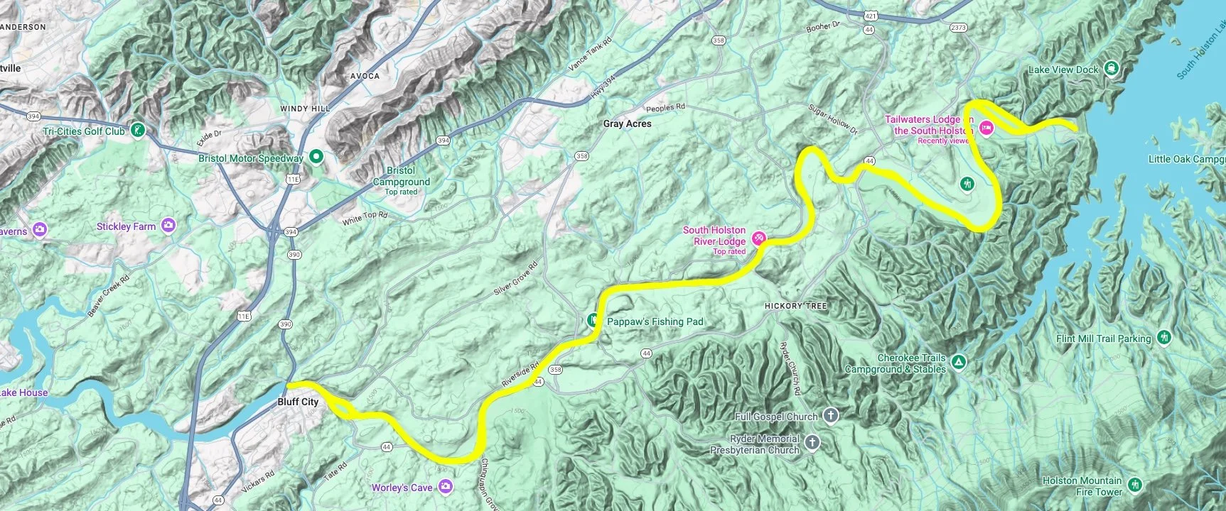 South Holston River Map — Appalachian Outdoors