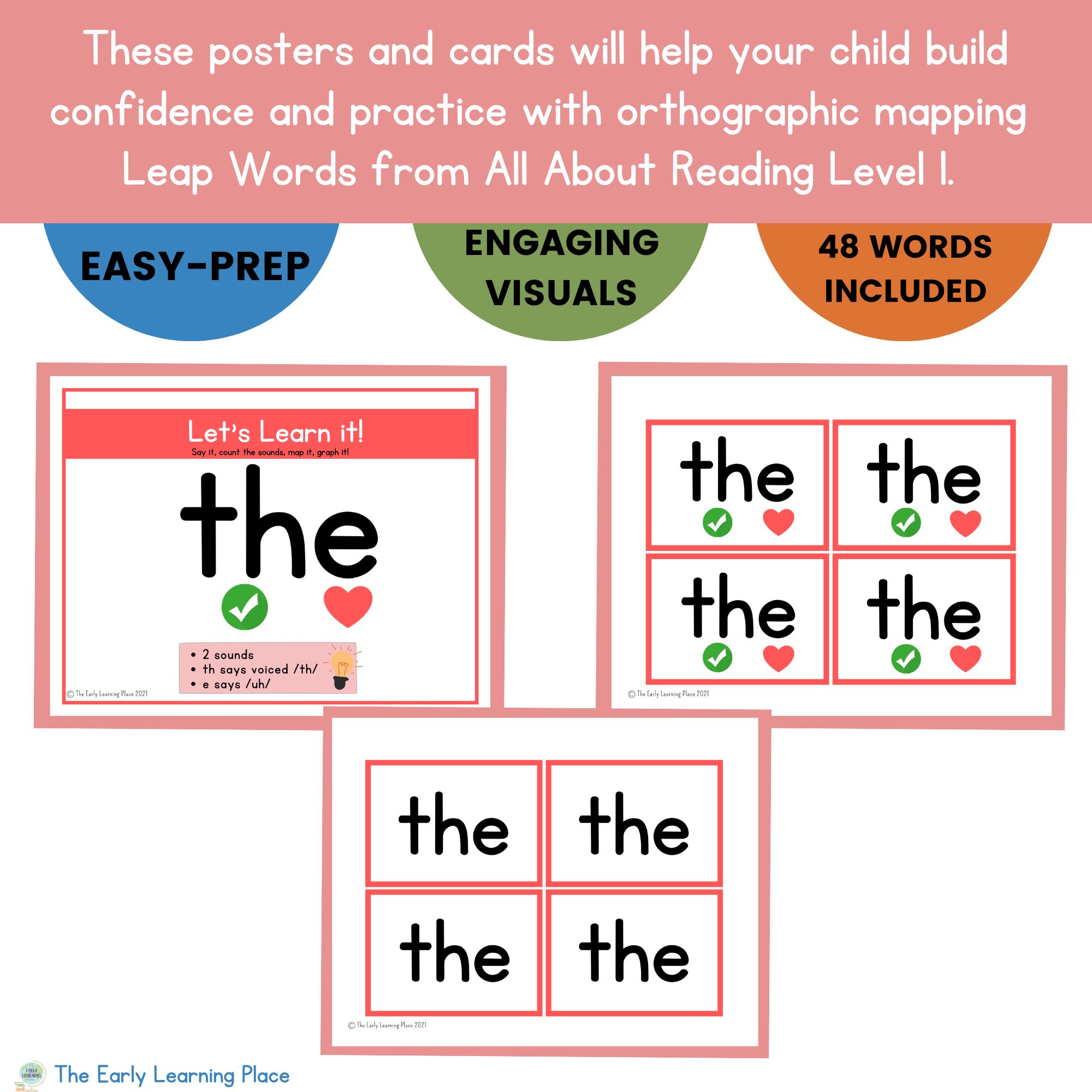 Heart / Leap Word Worksheets and Cards (All About Reading Level 1 ...