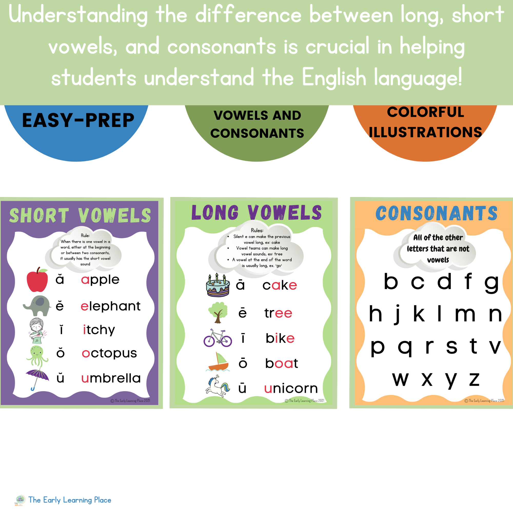 Short and Long Vowel Posters/Sorts & Consonant Poster/Sort — The Early ...