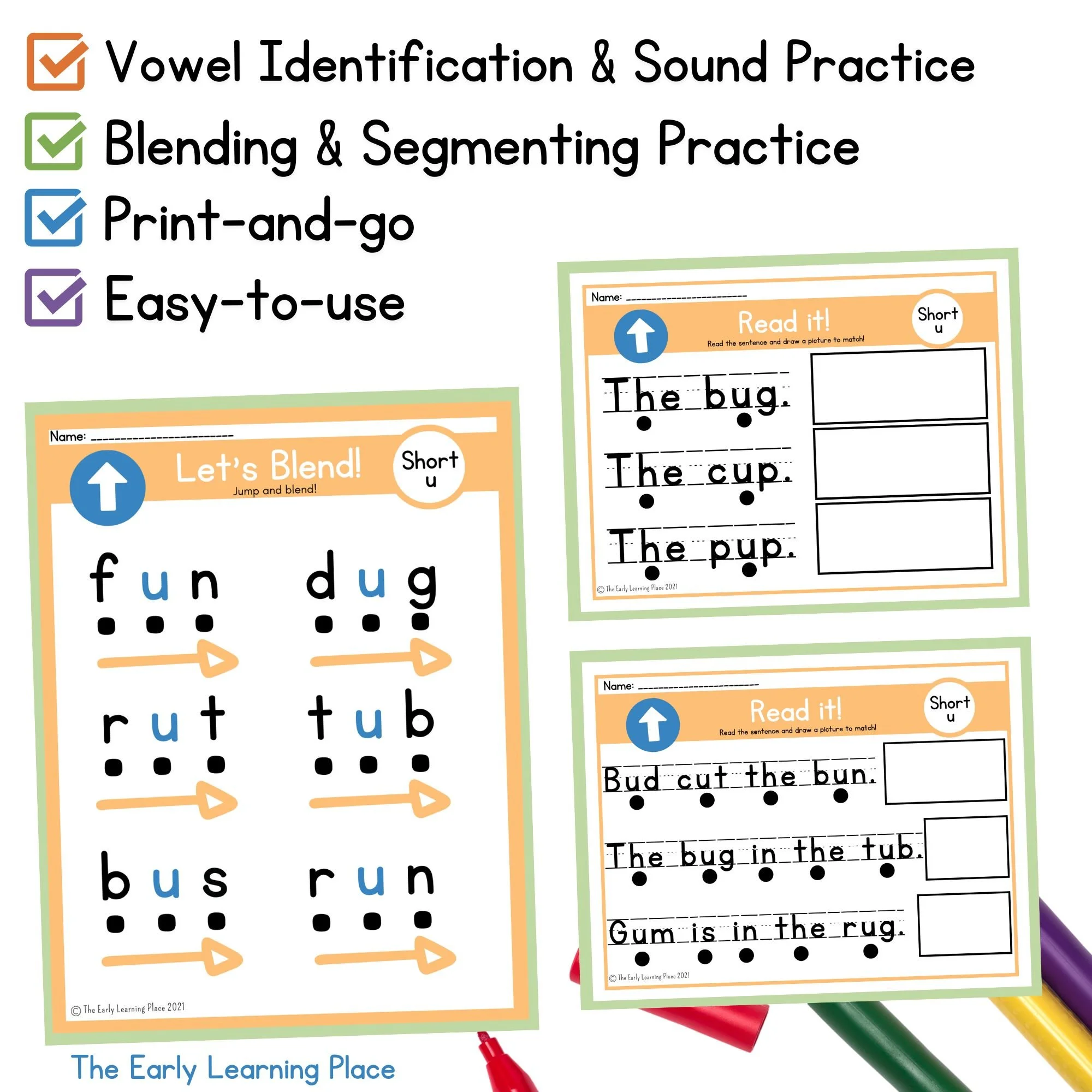Short Vowel CVC Worksheets and Activities - Short U — The Early ...