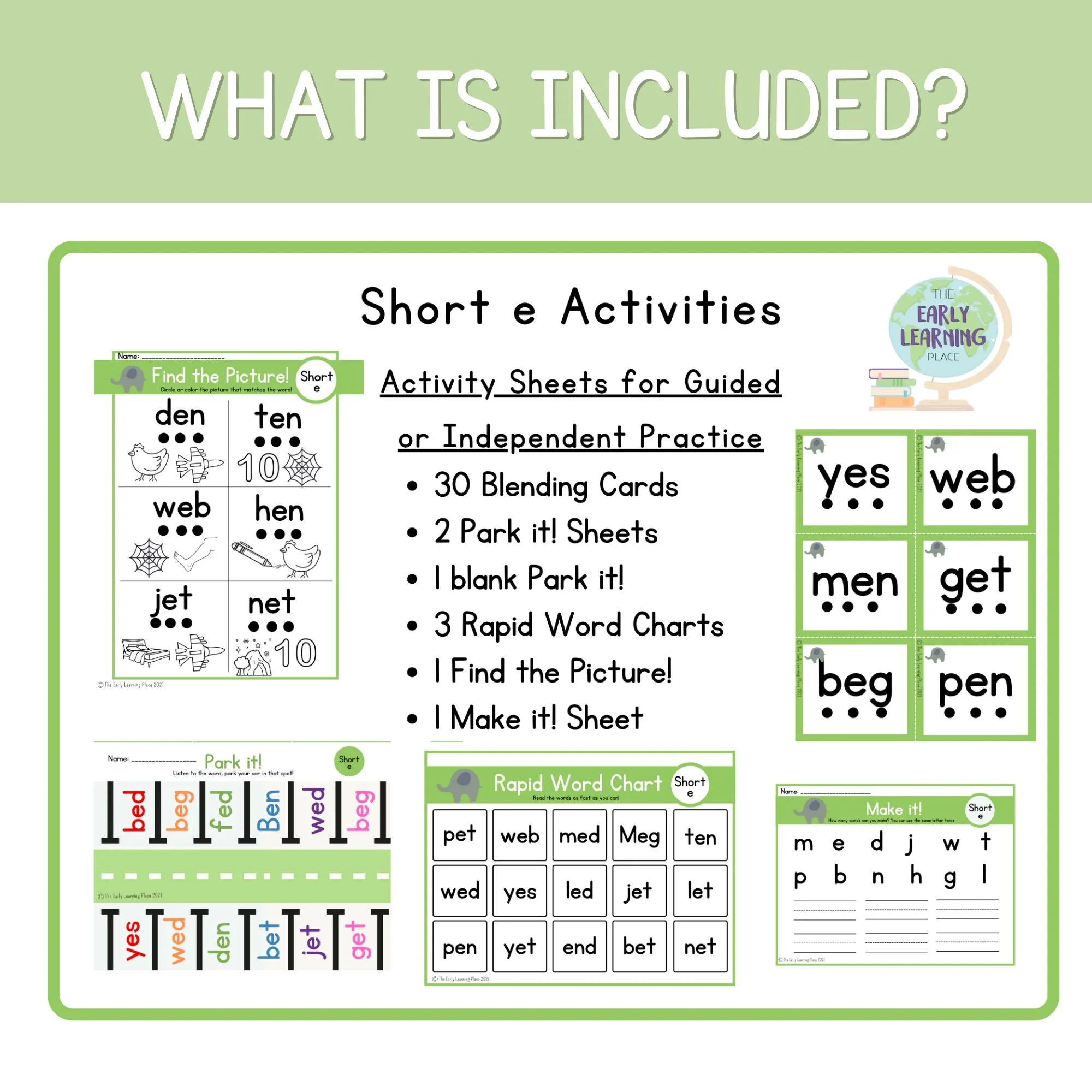 Short Vowel CVC Worksheets and Activities - Short E — The Early ...
