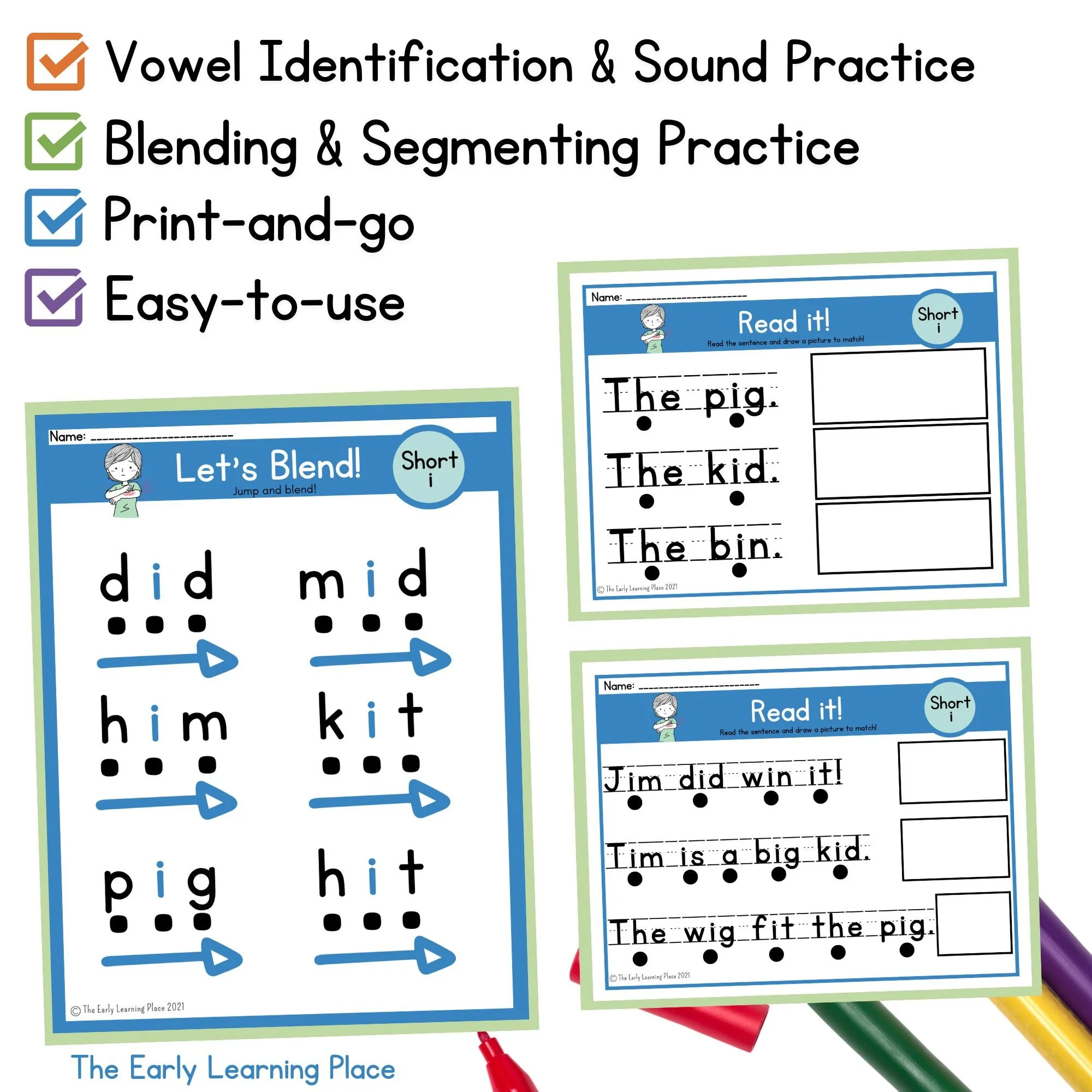 Short Vowel CVC Worksheets and Activities - Short I — The Early ...