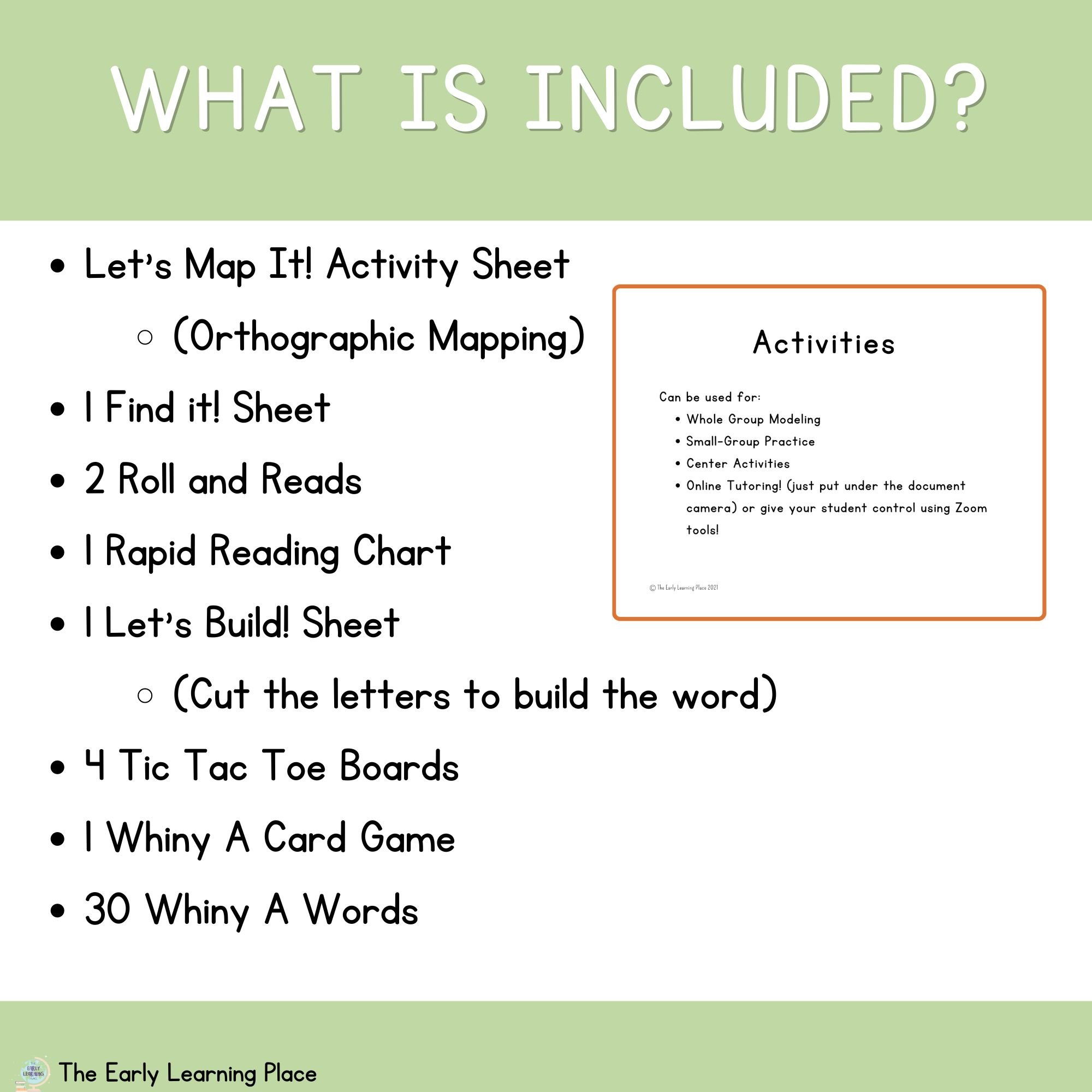 Whiny A / Nasalized A Posters and Activities — The Early Learning Place