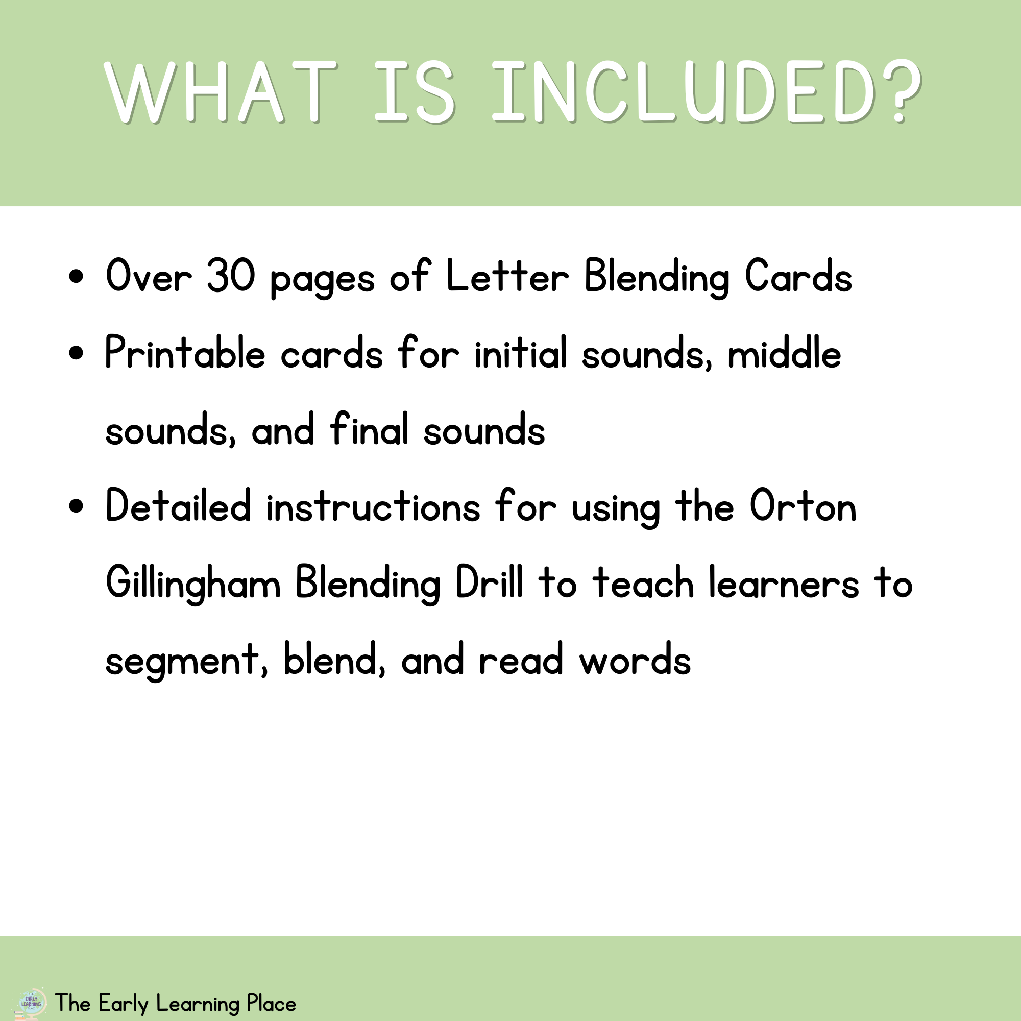 Blending Grapheme Cards for Blending Drill — The Early Learning Place