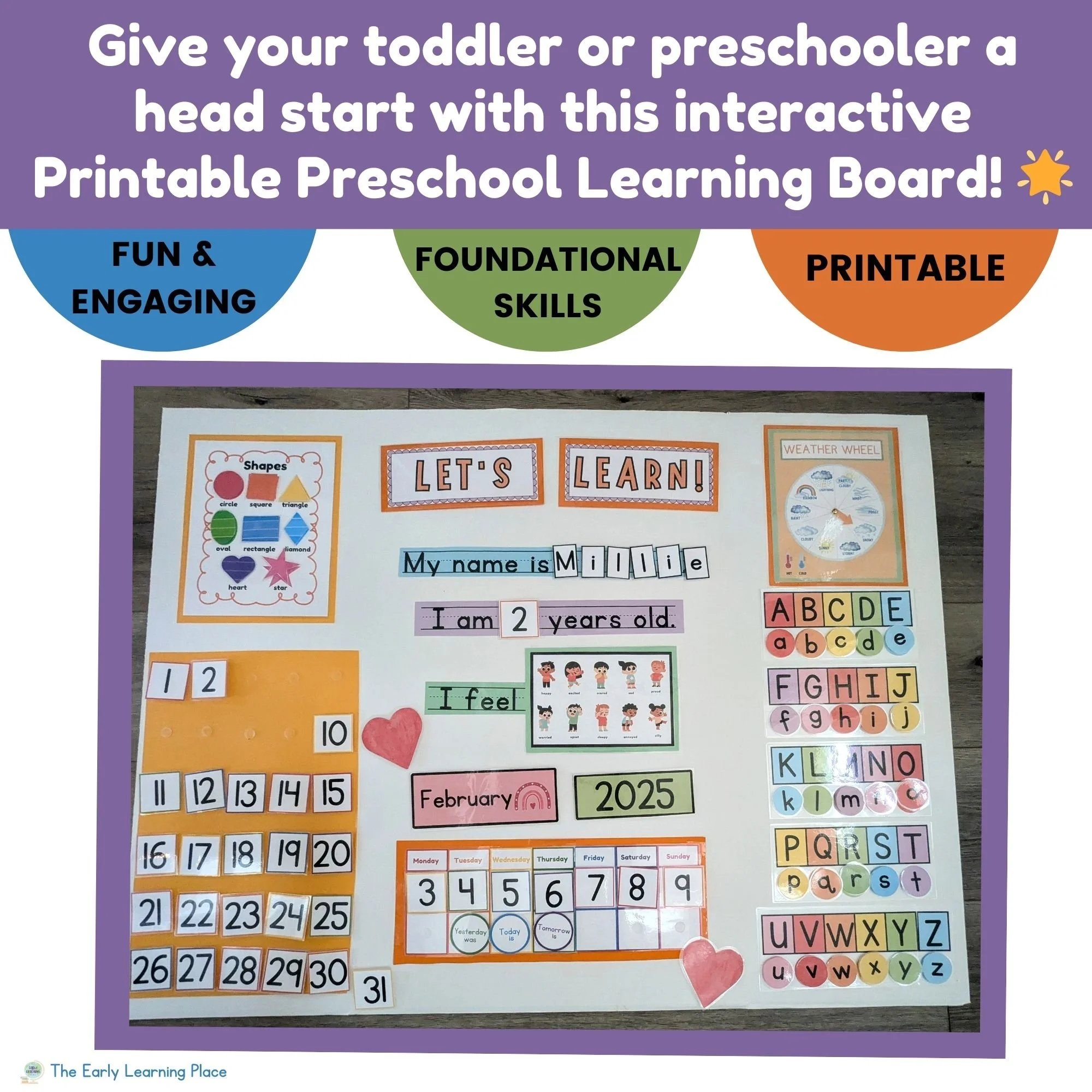 Printable Preschool Learning Board | Morning Board for Toddlers ...
