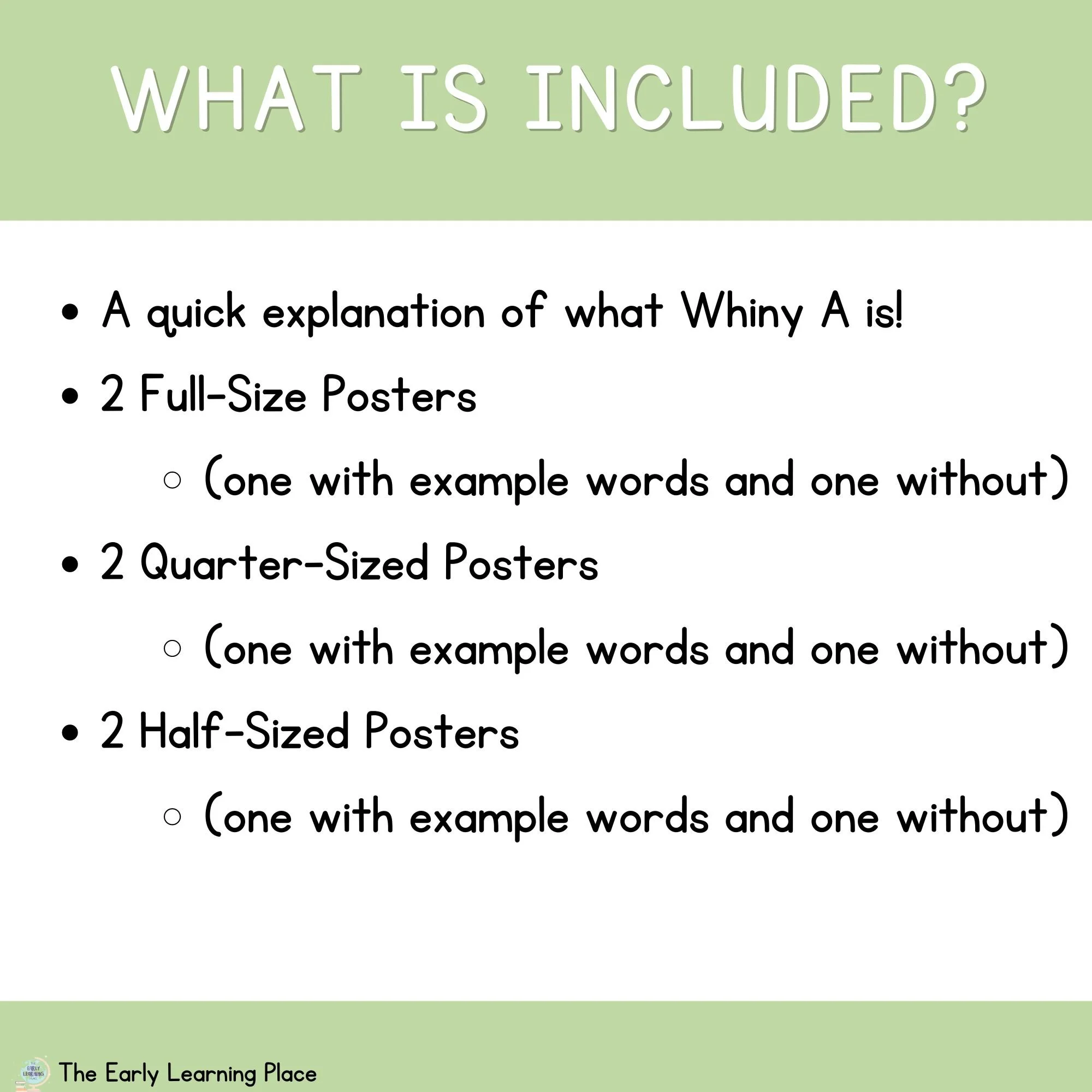 Whiny A / Nasalized A Posters and Activities — The Early Learning Place