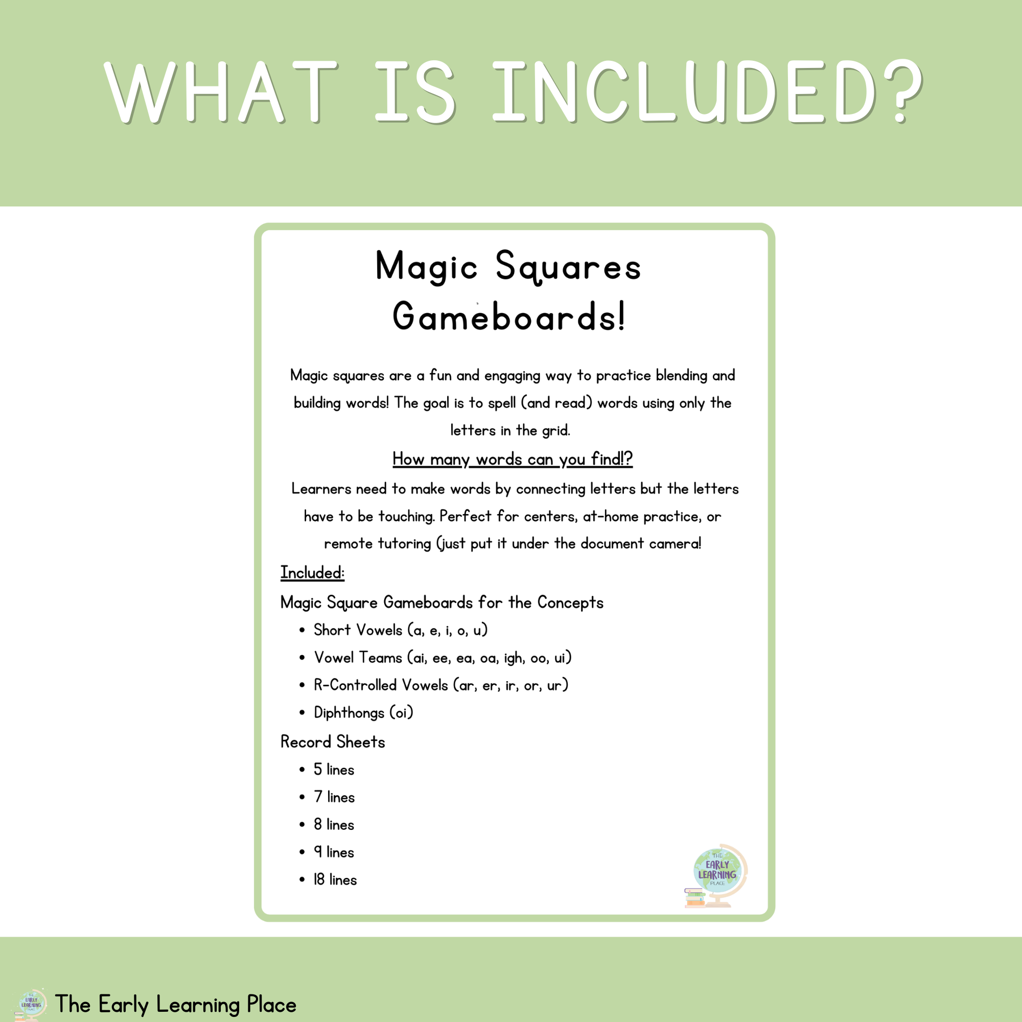 Magic Squares Phonics Gameboards | Short Vowels, Vowel Teams, R ...