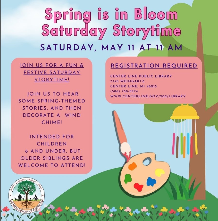 Spring is in Bloom Saturday Storytime @ Center Line Public Library ...