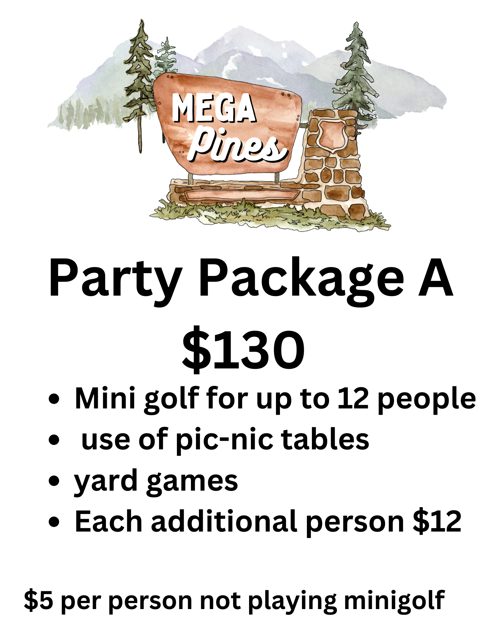 Pricing — Mega Pines Mini Golf