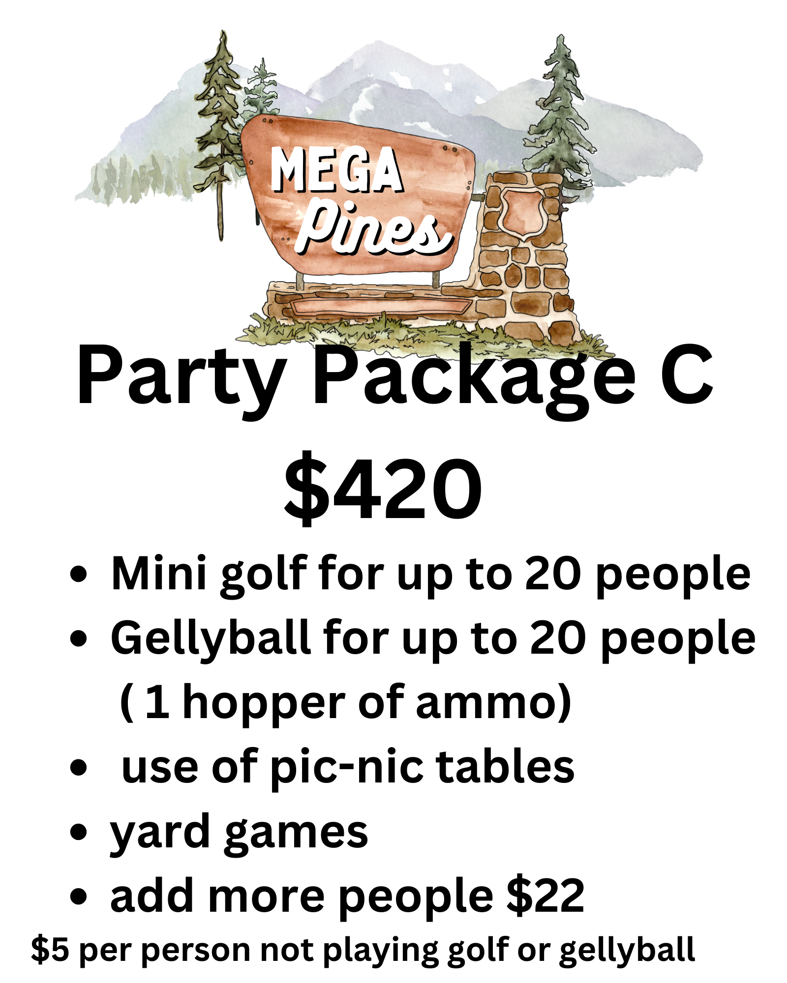 Pricing — Mega Pines Mini Golf