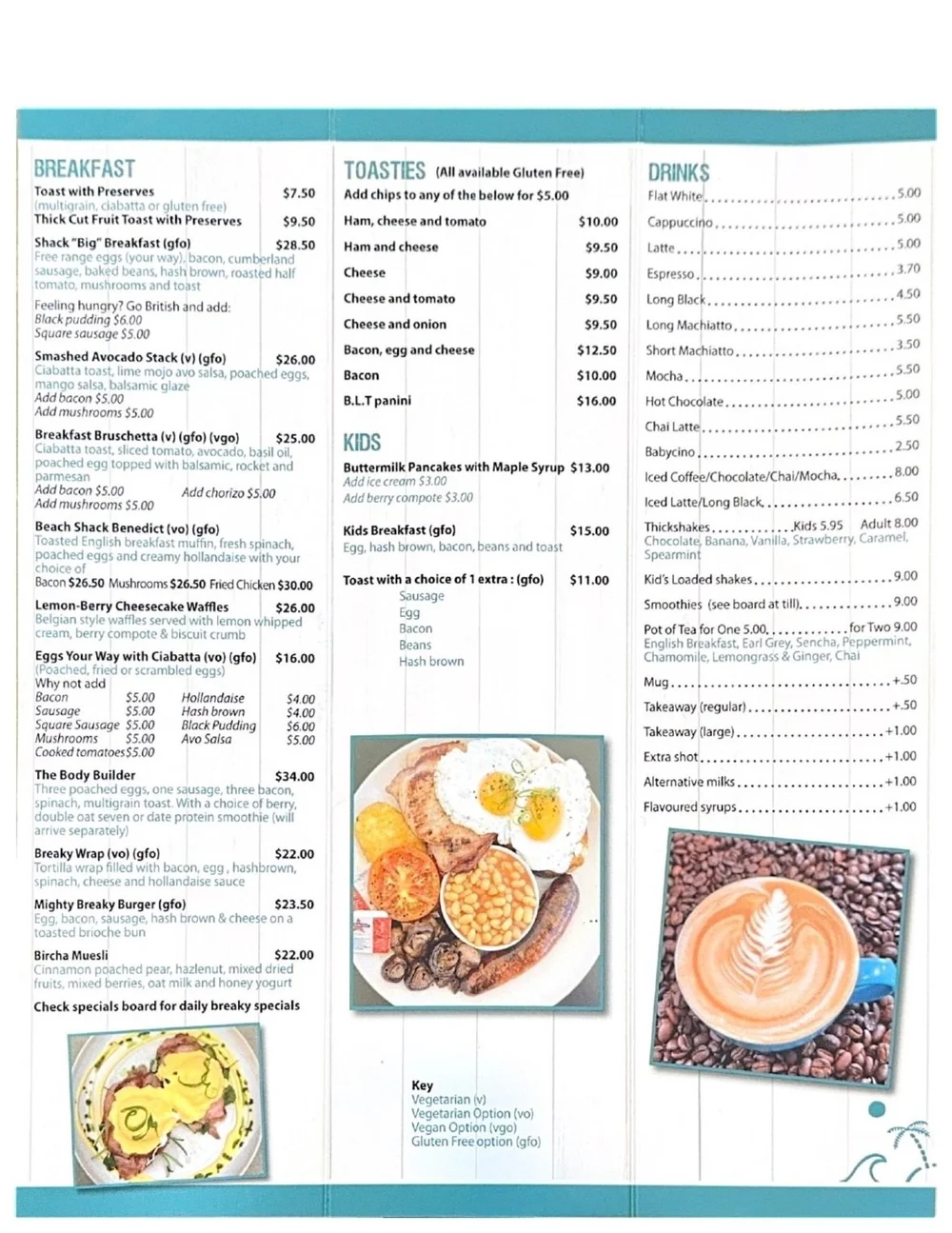 Jindalee Beach Shack Menu — Jindalee Beach Shack Cafe/Restaurant