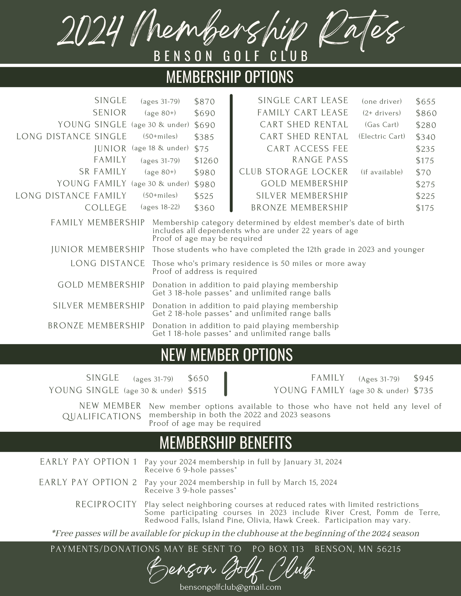 Memberships — Benson Golf Club - Championship 18 Hole Golf Course in ...