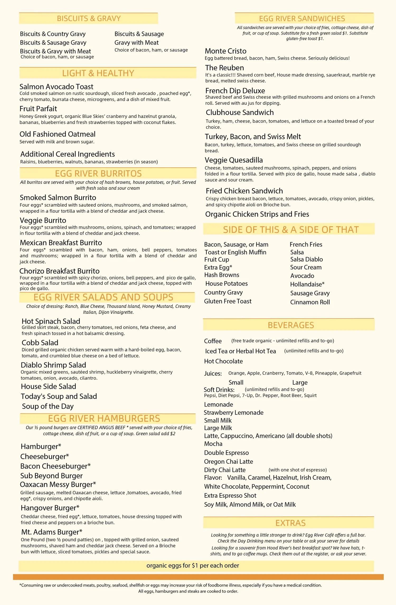 Menu - Egg River Cafe