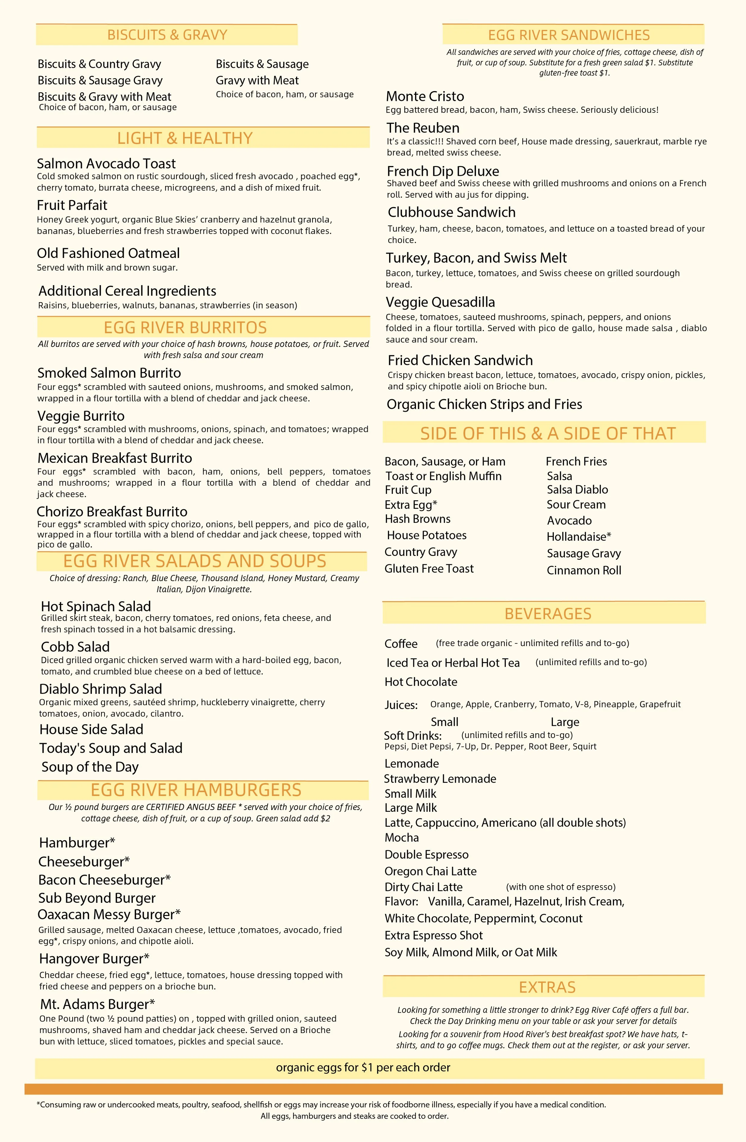 Menu - Egg River Cafe