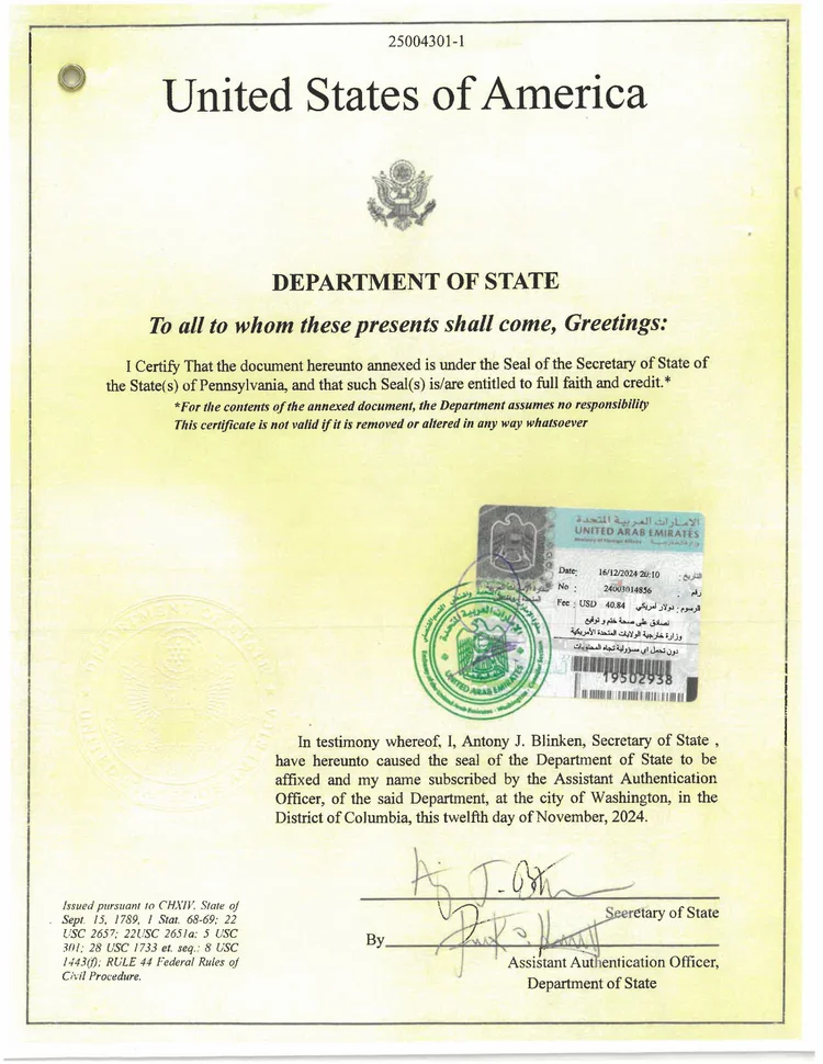 Attestation for the United Arab Emirates in Philadelphia — Philadelphia ...