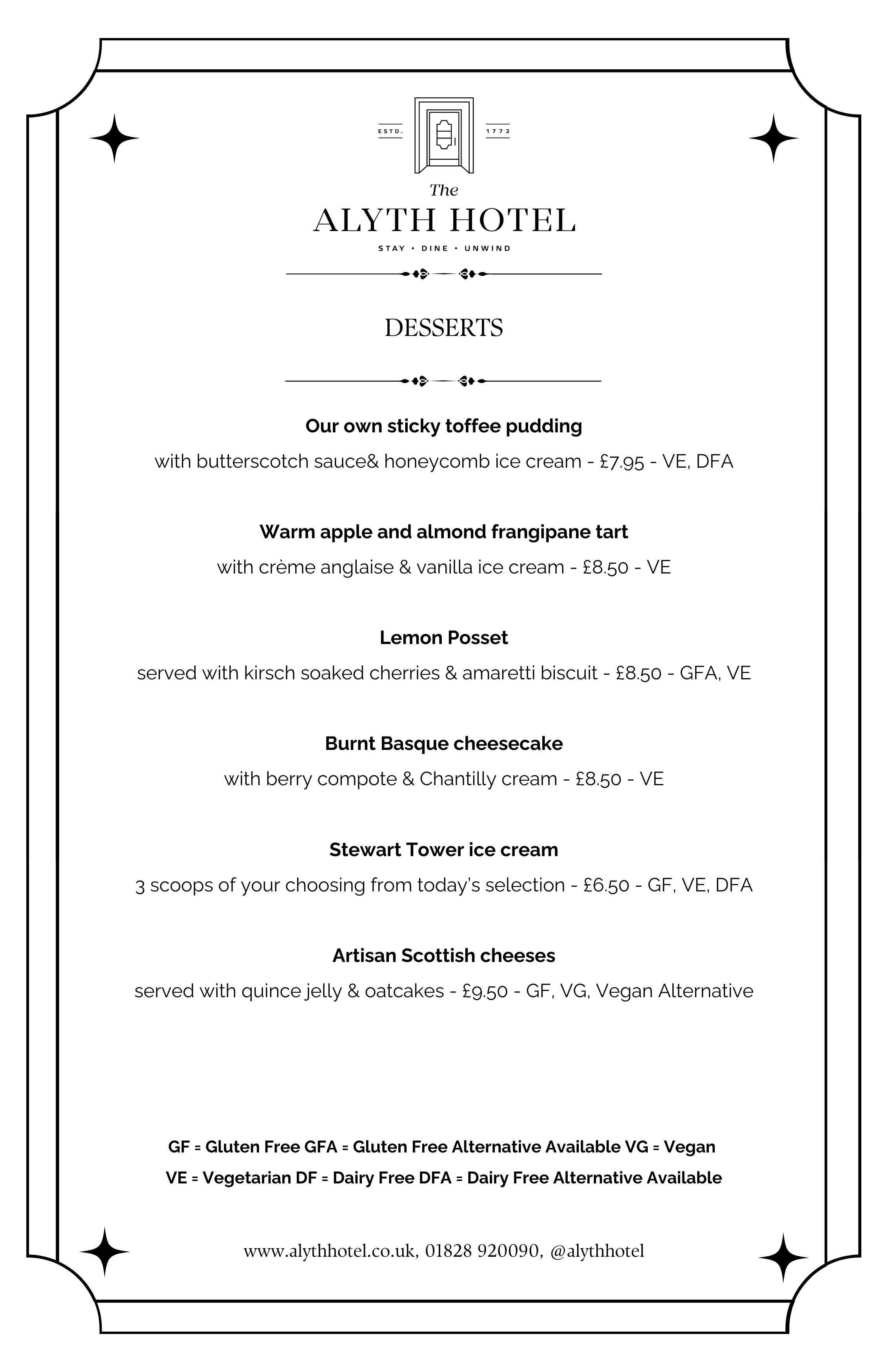Menus - enjoy our freshly cooked food — The Alyth Hotel
