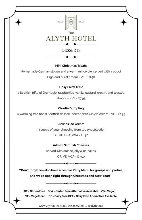 Menus — The Alyth Hotel