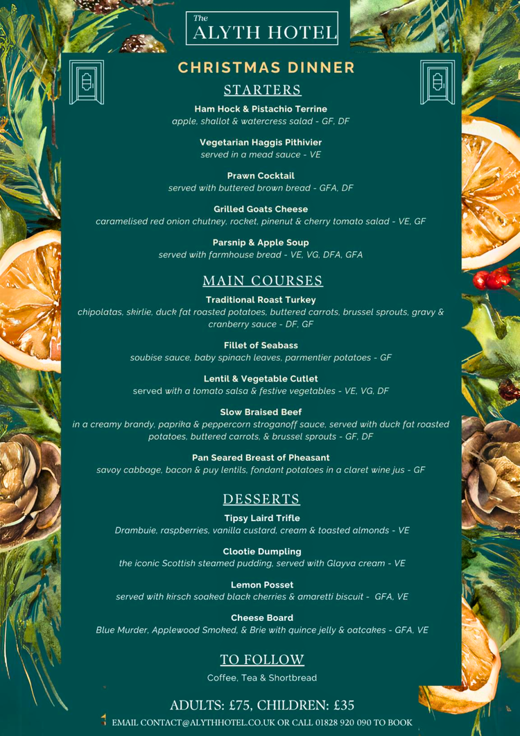 Menus — The Alyth Hotel