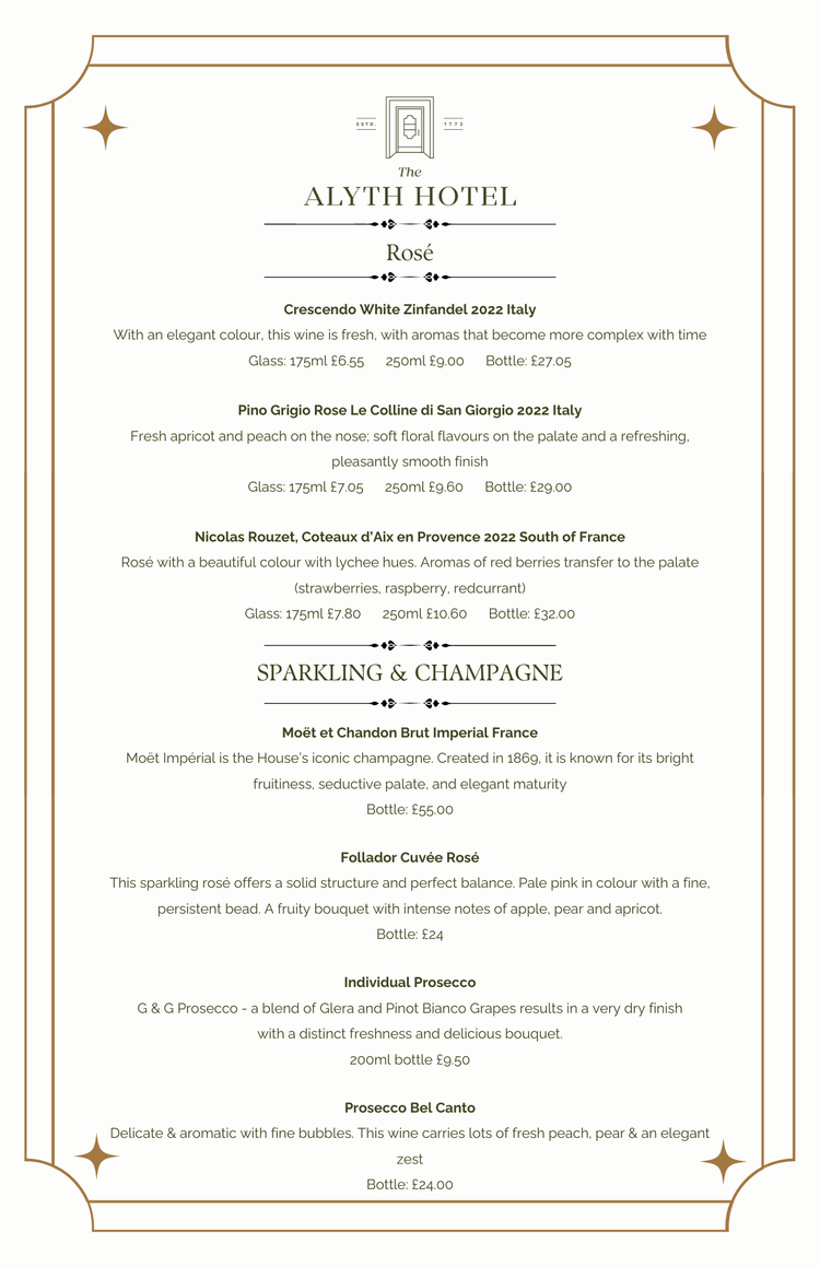 Menus — The Alyth Hotel