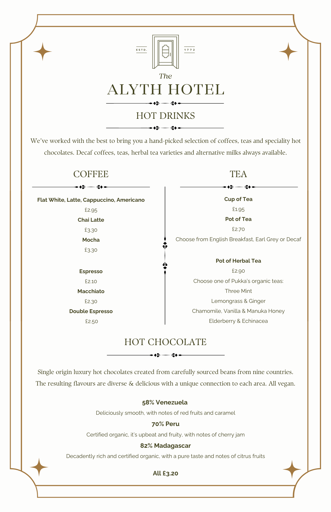 Menus — The Alyth Hotel