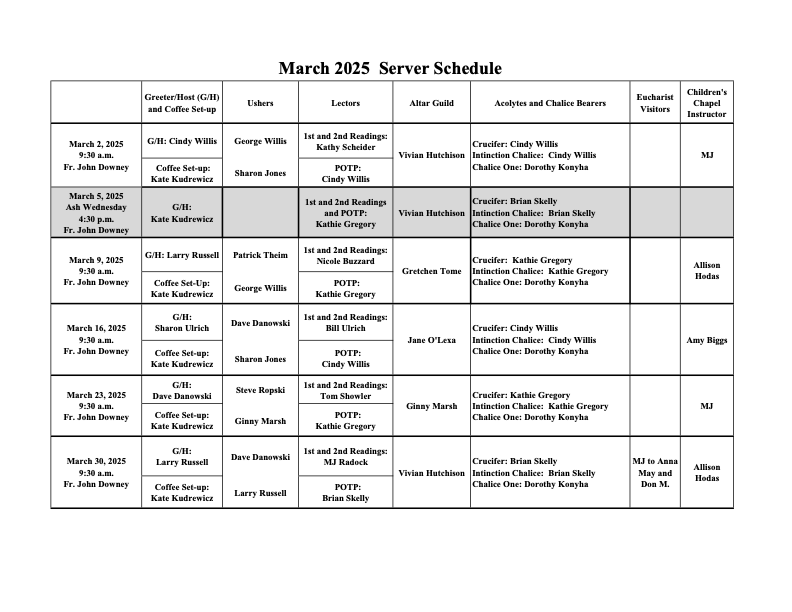 Servers — Saint Stephen's Episcopal Church